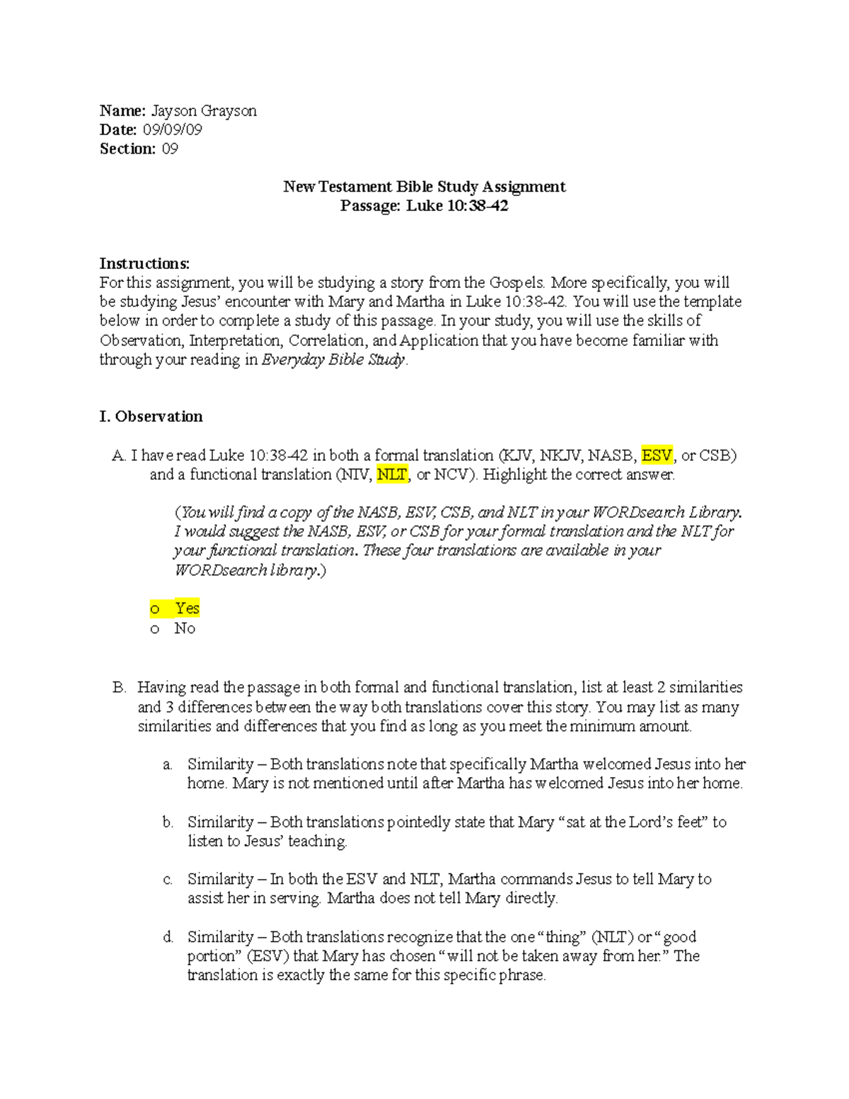 BIBL 104 New Testament Bible Study: Luke 10:38-42 Analysis & Reflection ...