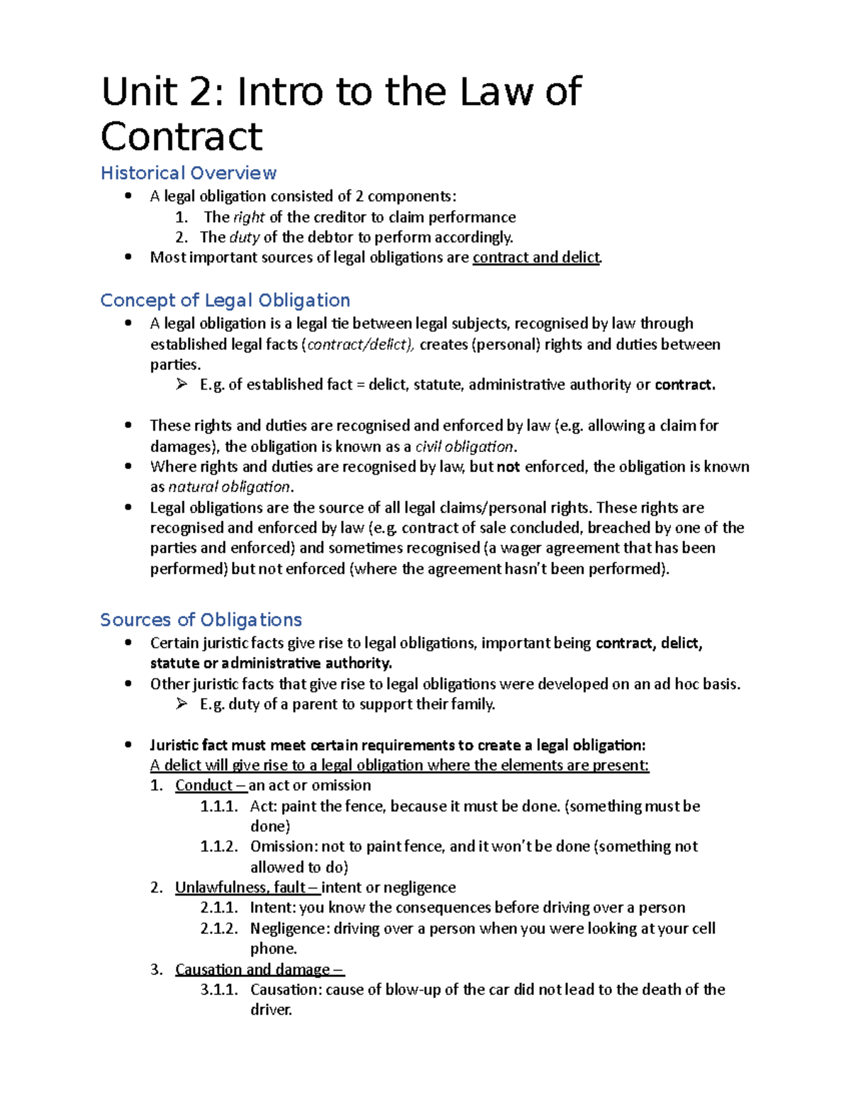 Unit 2 - Introduction to the Law of Contract - Unit 2: Intro to the Law ...