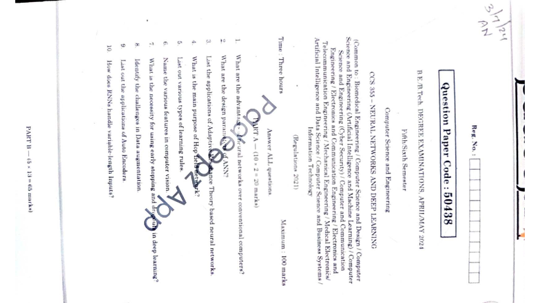 CCS 355 Final Exam Question Paper: Neural Networks & Deep Learning ...