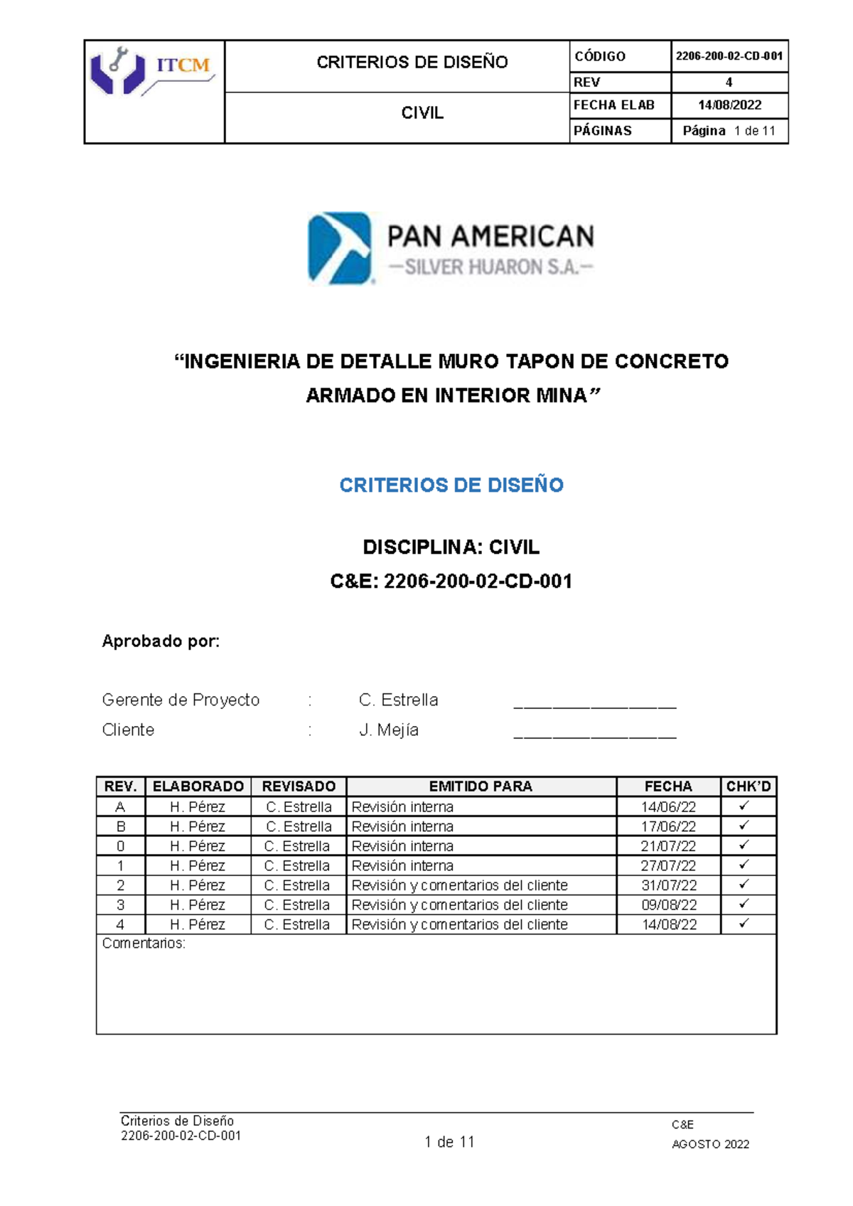 Criterios de Diseño Civil - Código REV 4 - Agosto 2022 - Studocu