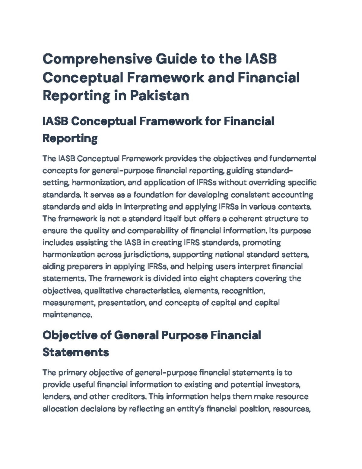 Comprehensive Guide to IASB Concepts & Financial Reporting in Pakistan ...