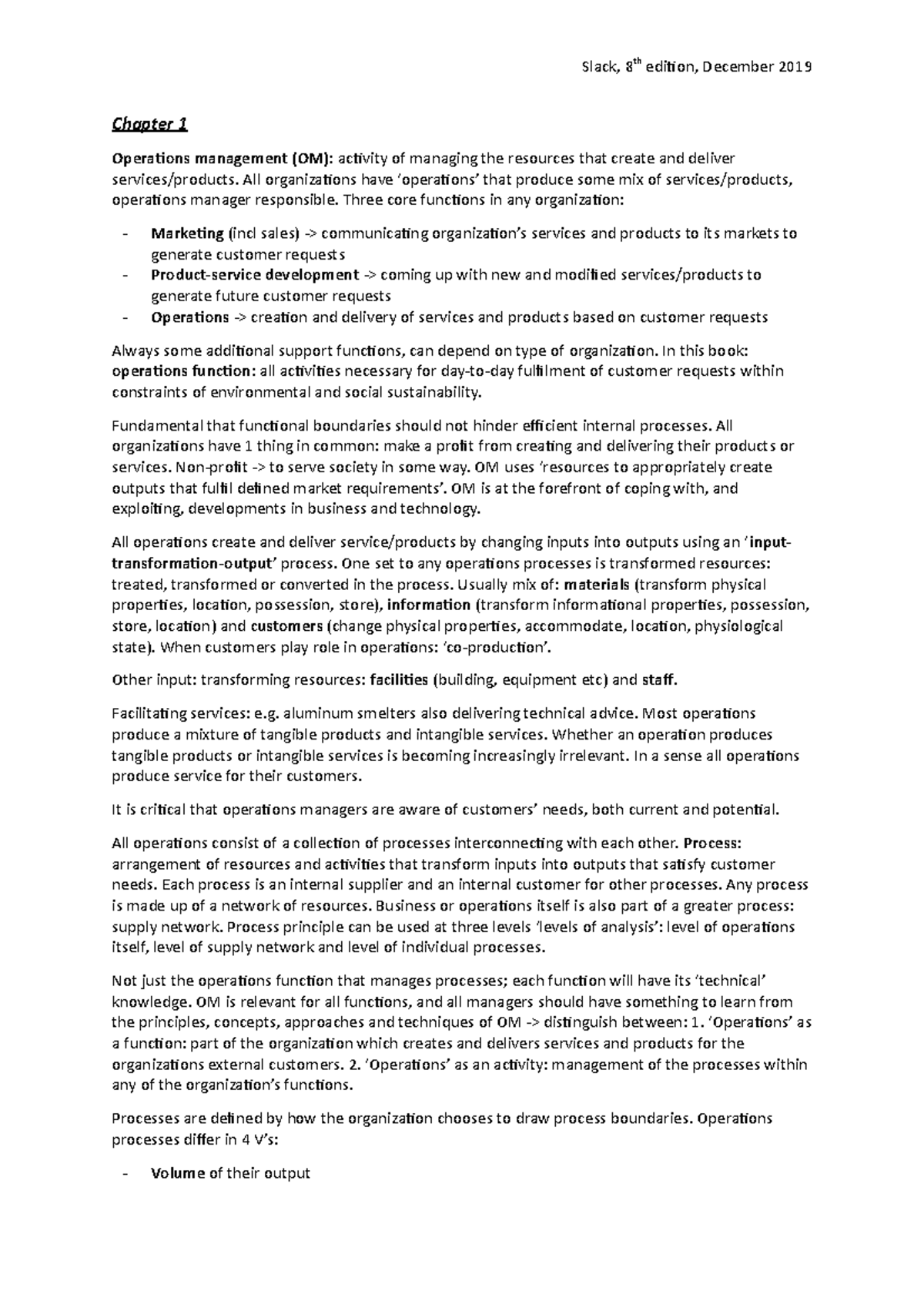OM 1: Chapter Insights on Operations Management Principles and ...