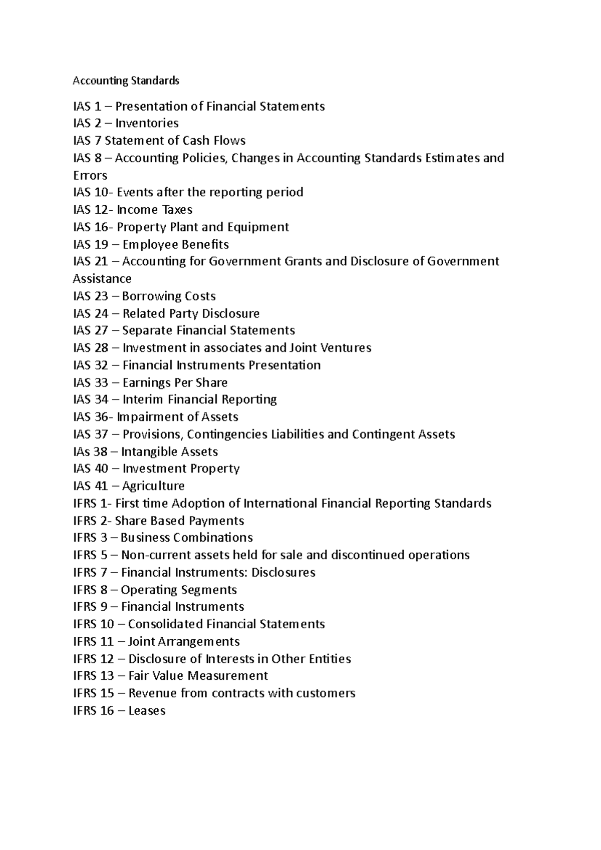 SBR Notes: Key Accounting Standards Overview (Kaplan GMAT 2015) - Studocu