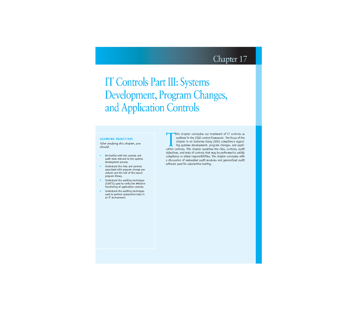 Chapter 17 - IT Controls: Systems Development, Program Changes ...