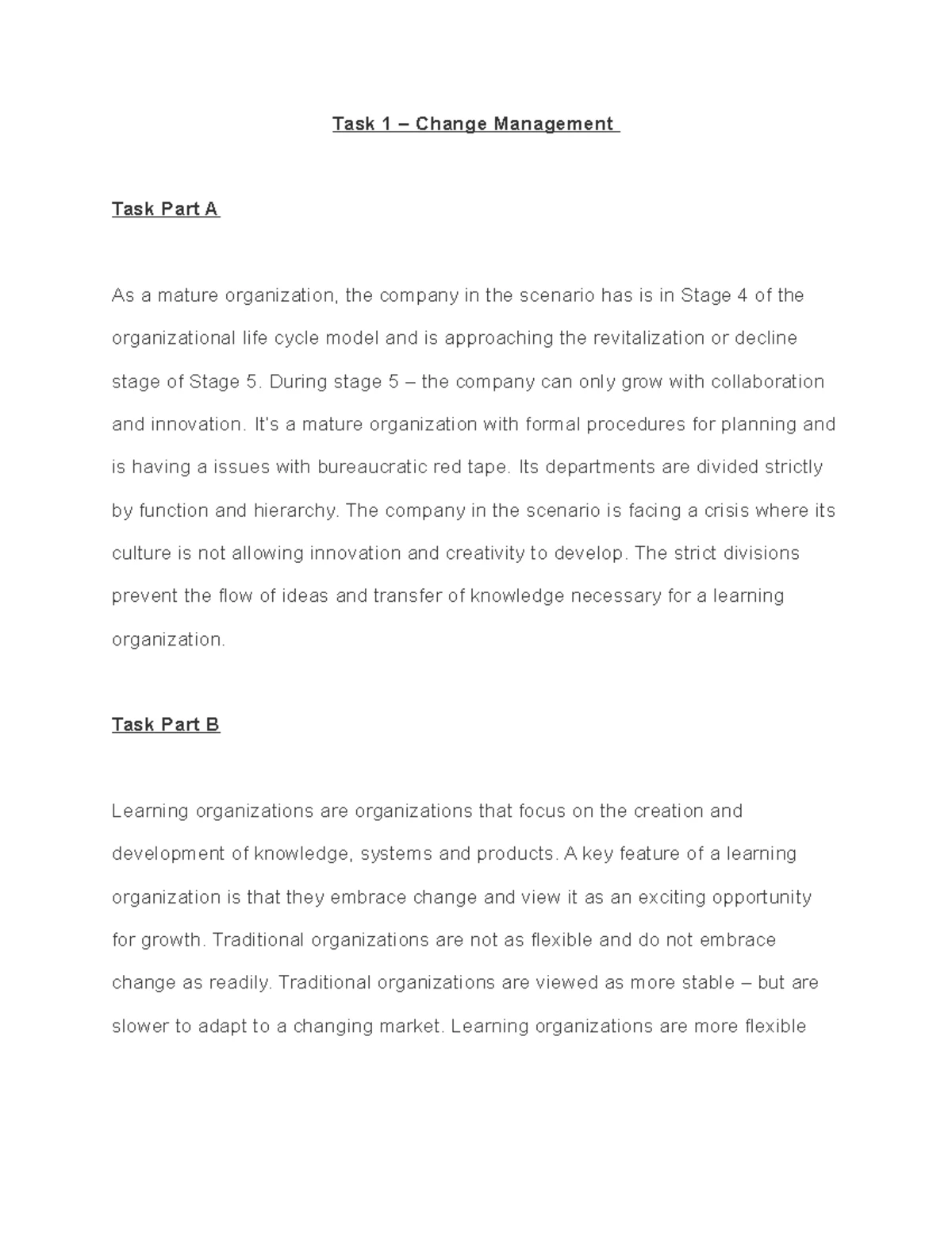 Change Management Task 1 - Change Management C721 Task 1 Jared Brough ...