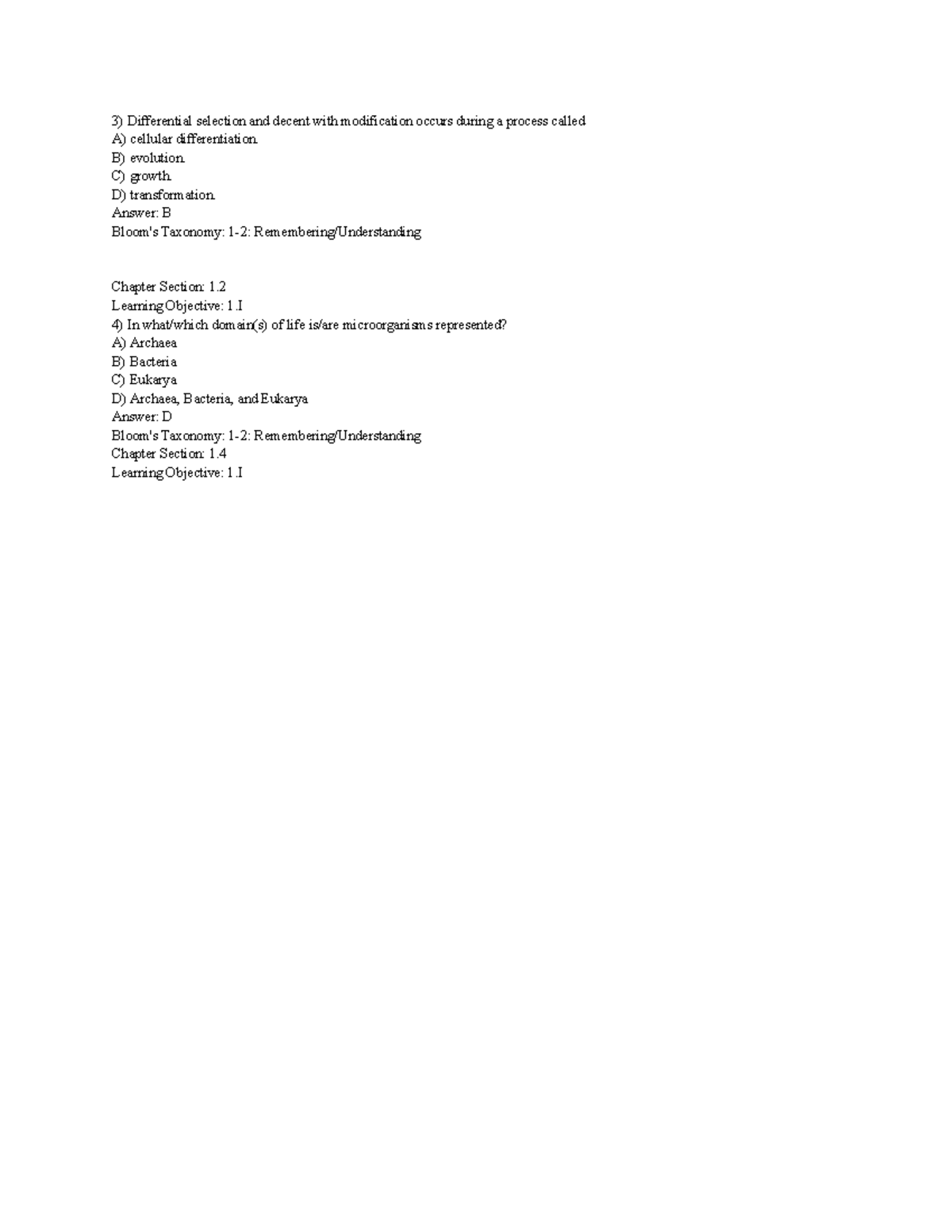 Microbes -CH1 - Microbiology chapter 1 multiple choice practice ...