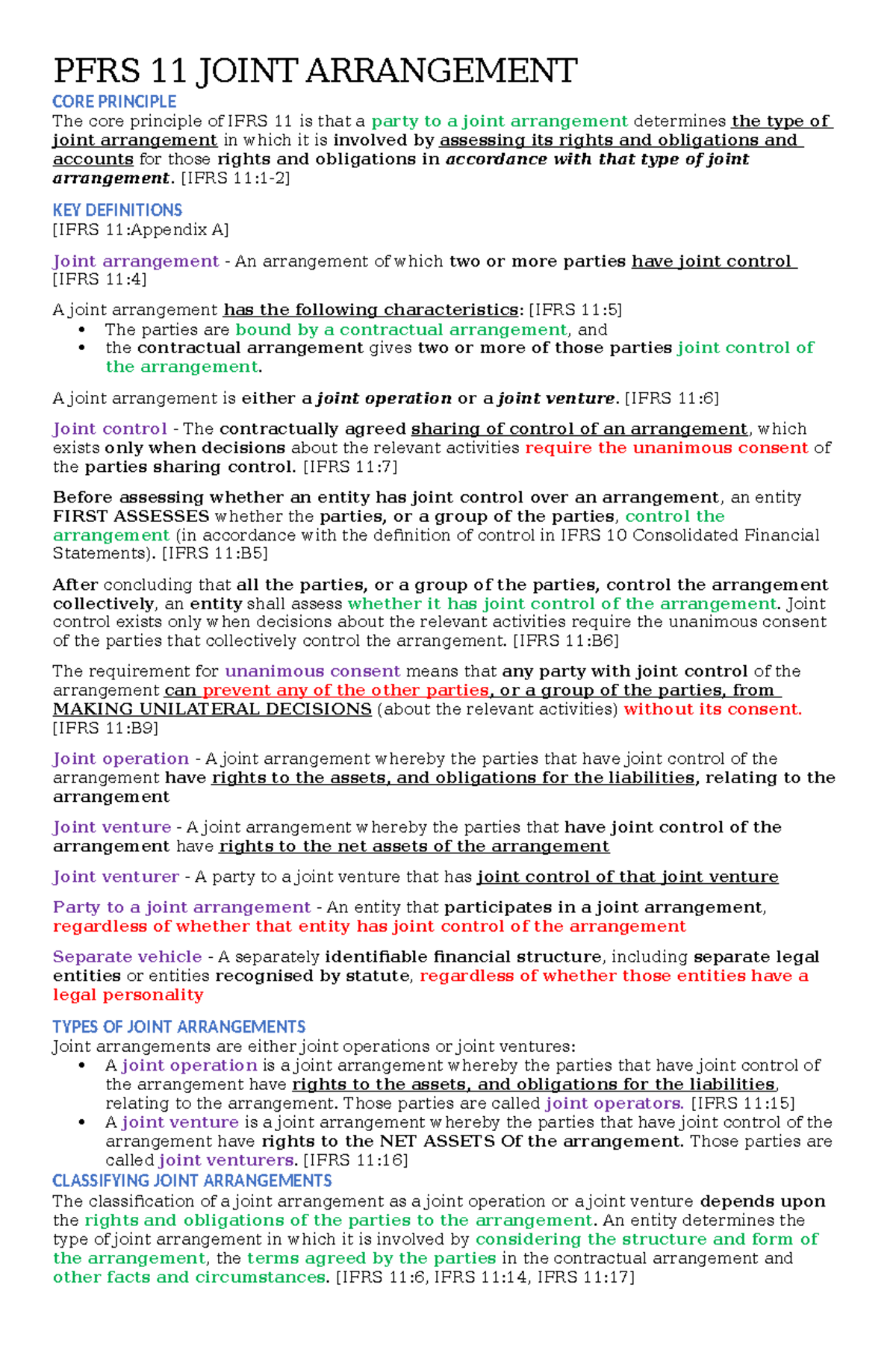PFRS 11 Joint Arrangement - PFRS 11 JOINT ARRANGEMENT CORE PRINCIPLE ...