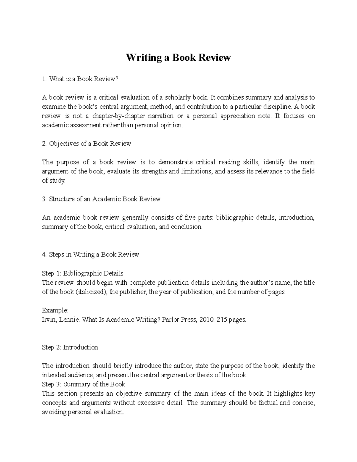 Academic Book Review Guide: Writing a Book Review - Studocu