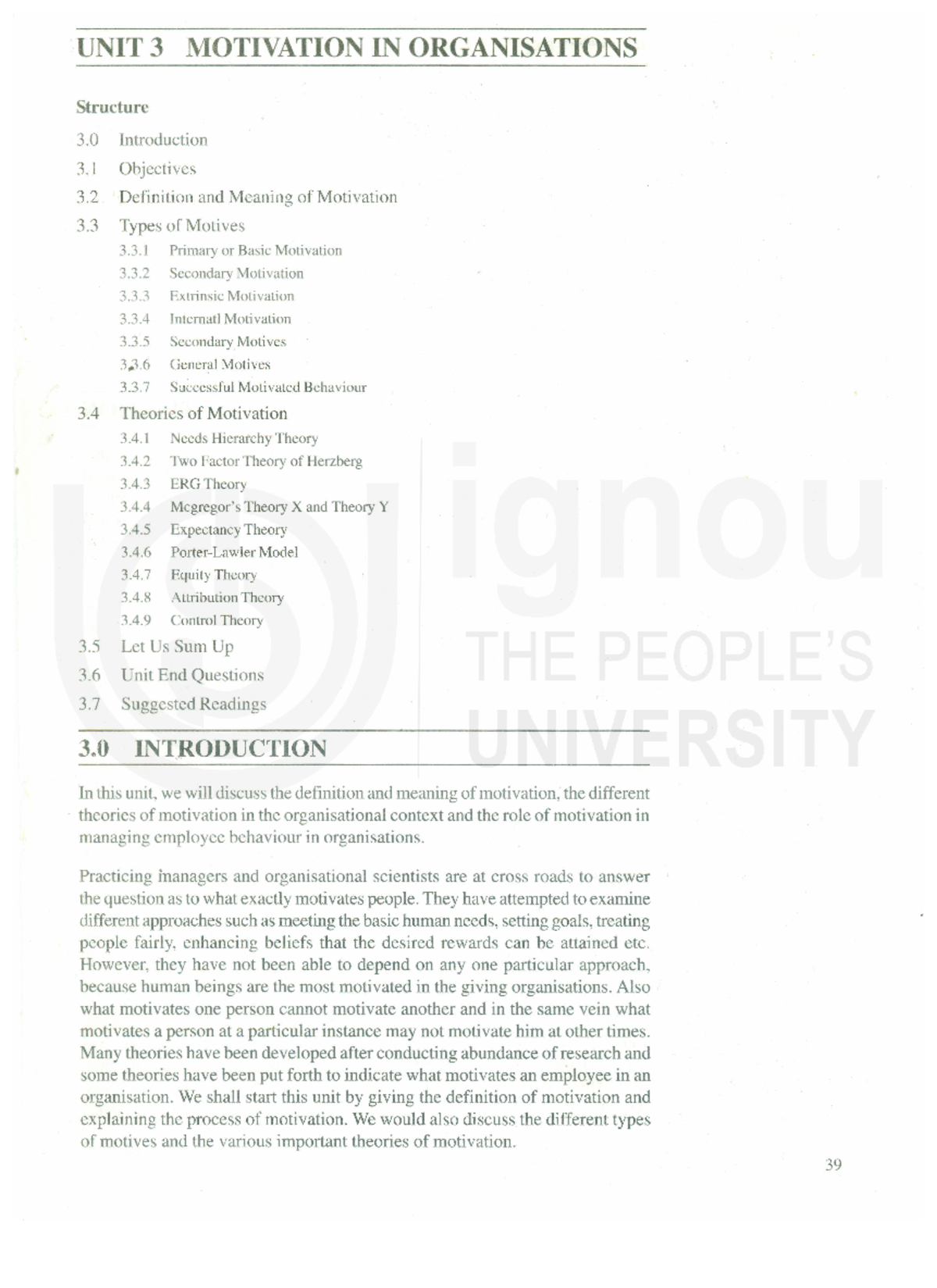 Unit-3 - UNIT 3 MOTIVATION IN ORGANISATIONS Structure 3 Introduction 3 ...