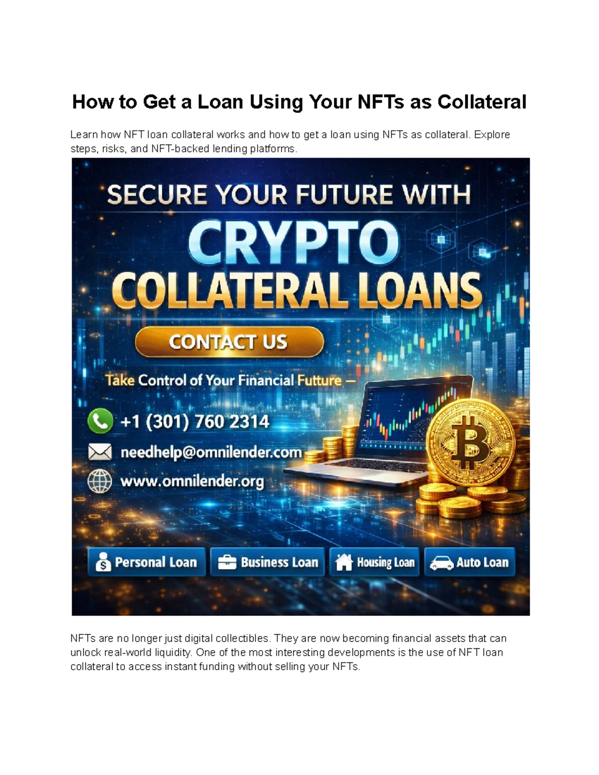 NFT Loan Collateral Guide: Unlocking Liquidity Without Selling - Studocu