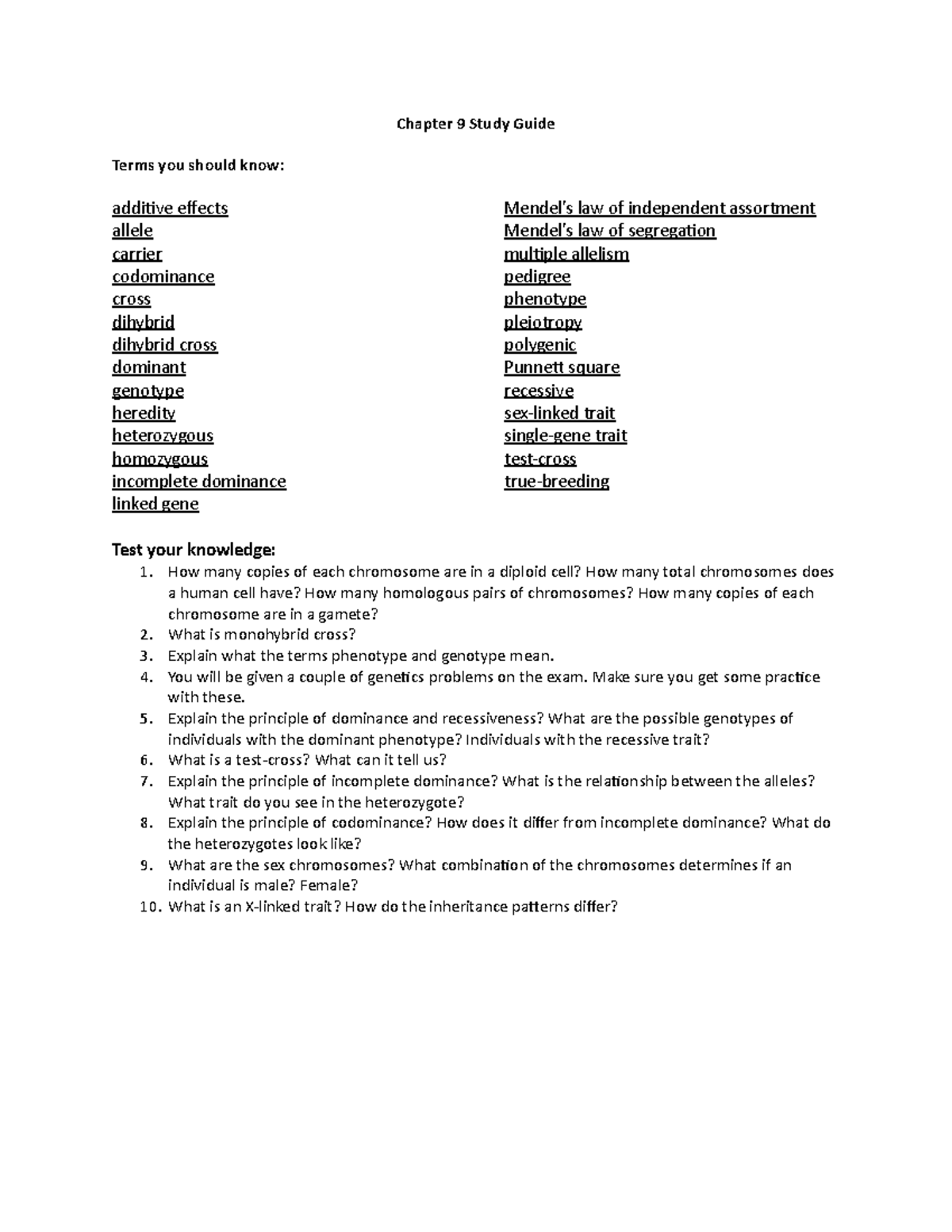 Chapter 9 Study Guide - Chapter 9 Study Guide Terms you should know ...