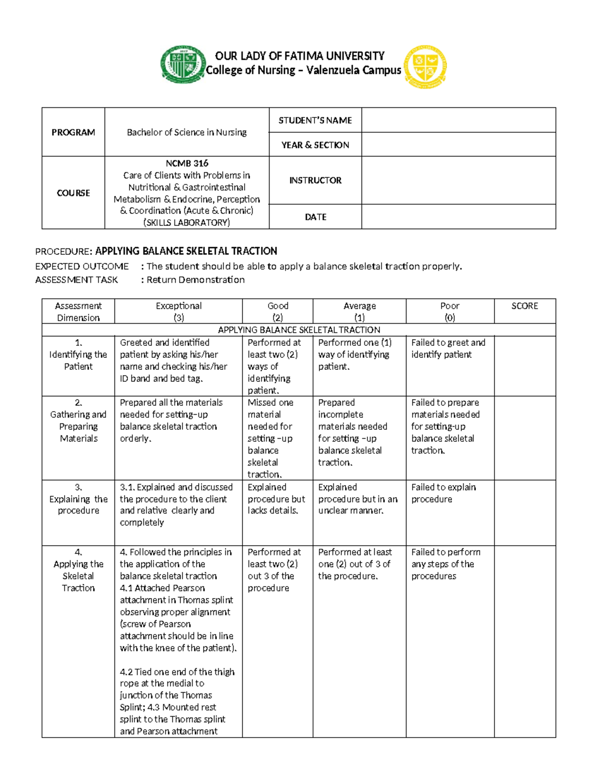 Applying Balance Skeletal Traction Procedures in NCMB 316 Skills Lab ...