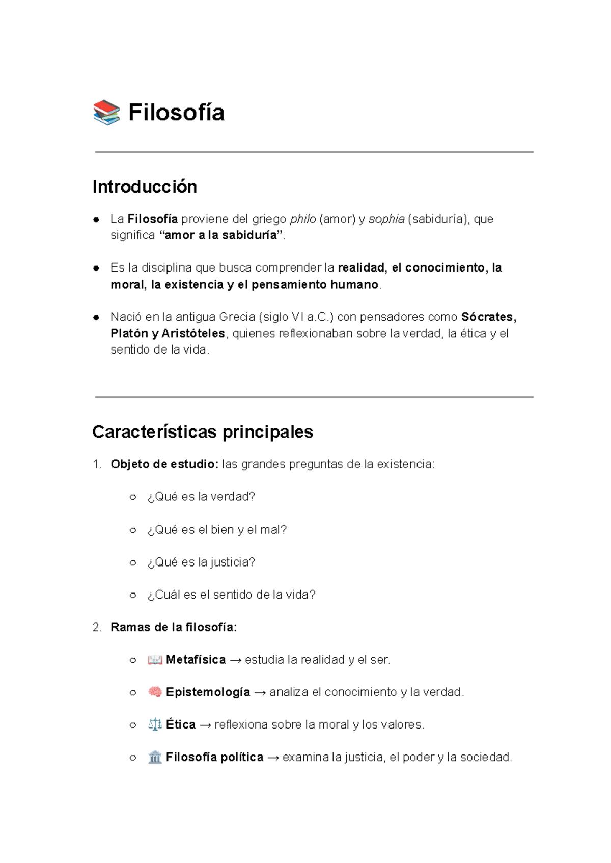 FIL 101: Introducción a la Filosofía y sus Principales Ramas - Studocu