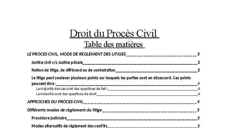 Droit du Procès Civil - Notes de Cours et Approches du Litige - Studocu