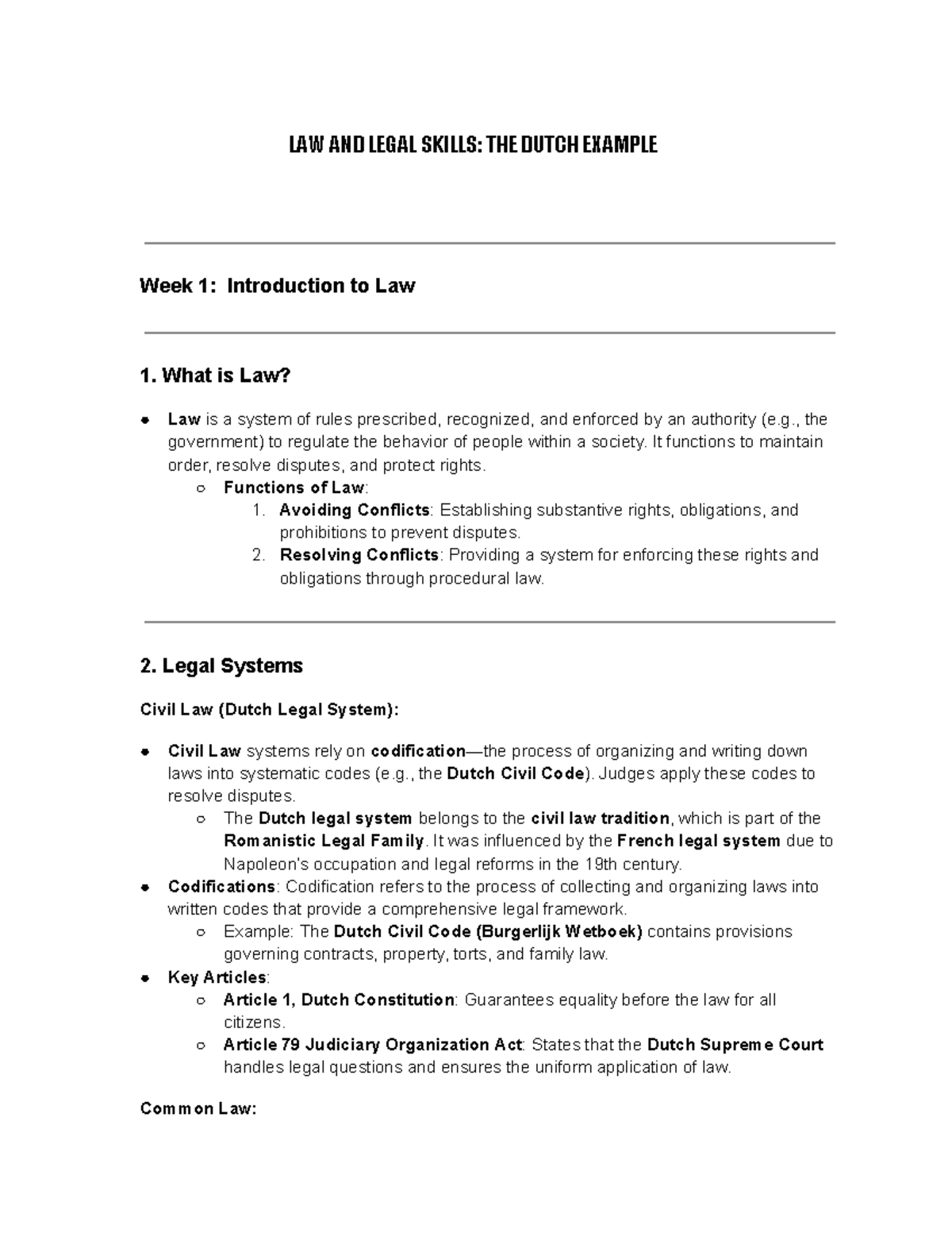 Law LLS Dutch Example Final Revision Notes for Legal Studies - Studeersnel