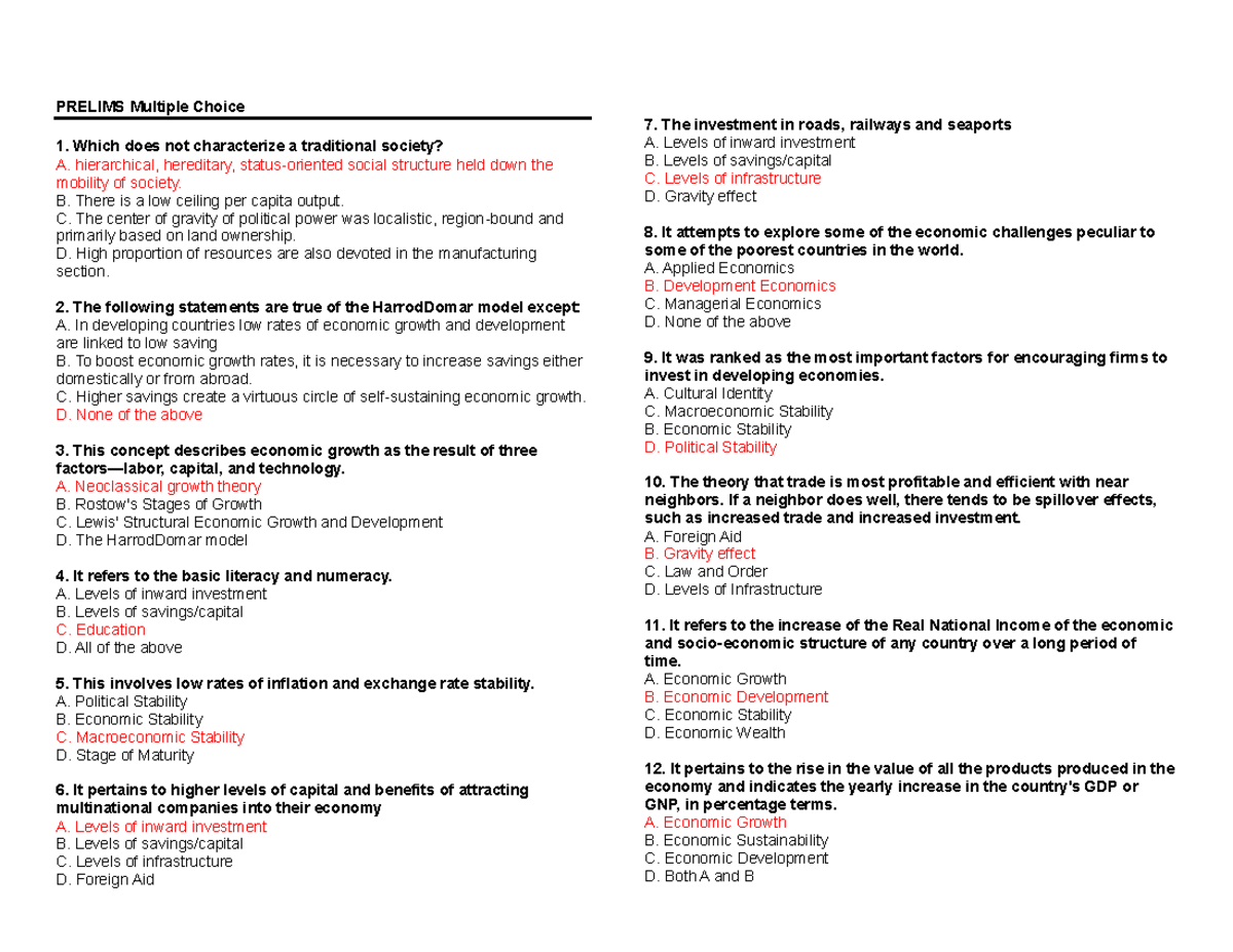 Econ 101: Prelims & Midterm Study Guide with MCQs and Key Concepts - Studocu