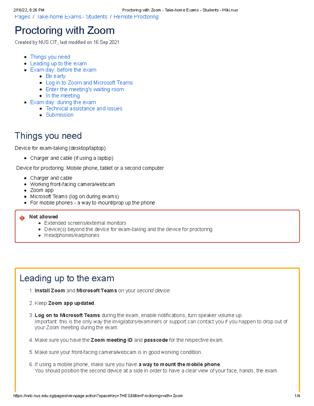 NUS CIT: Zoom Exam Proctoring Setup Instructions - Studocu