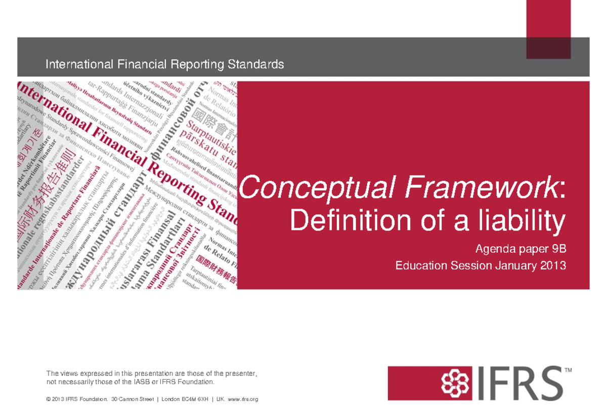IFRS Conceptual Framework: Defining Liability - Agenda Paper 9B - Studocu