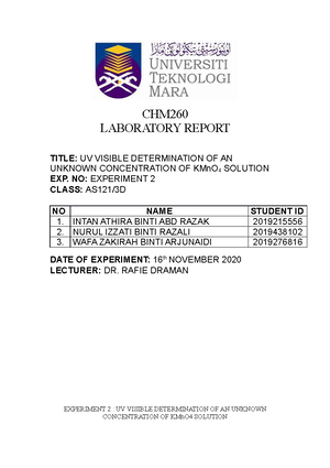 Experiment 4 CHEM 258 - LAB REPORT - CHM FUNDAMENTAL OF ORGANIC ...