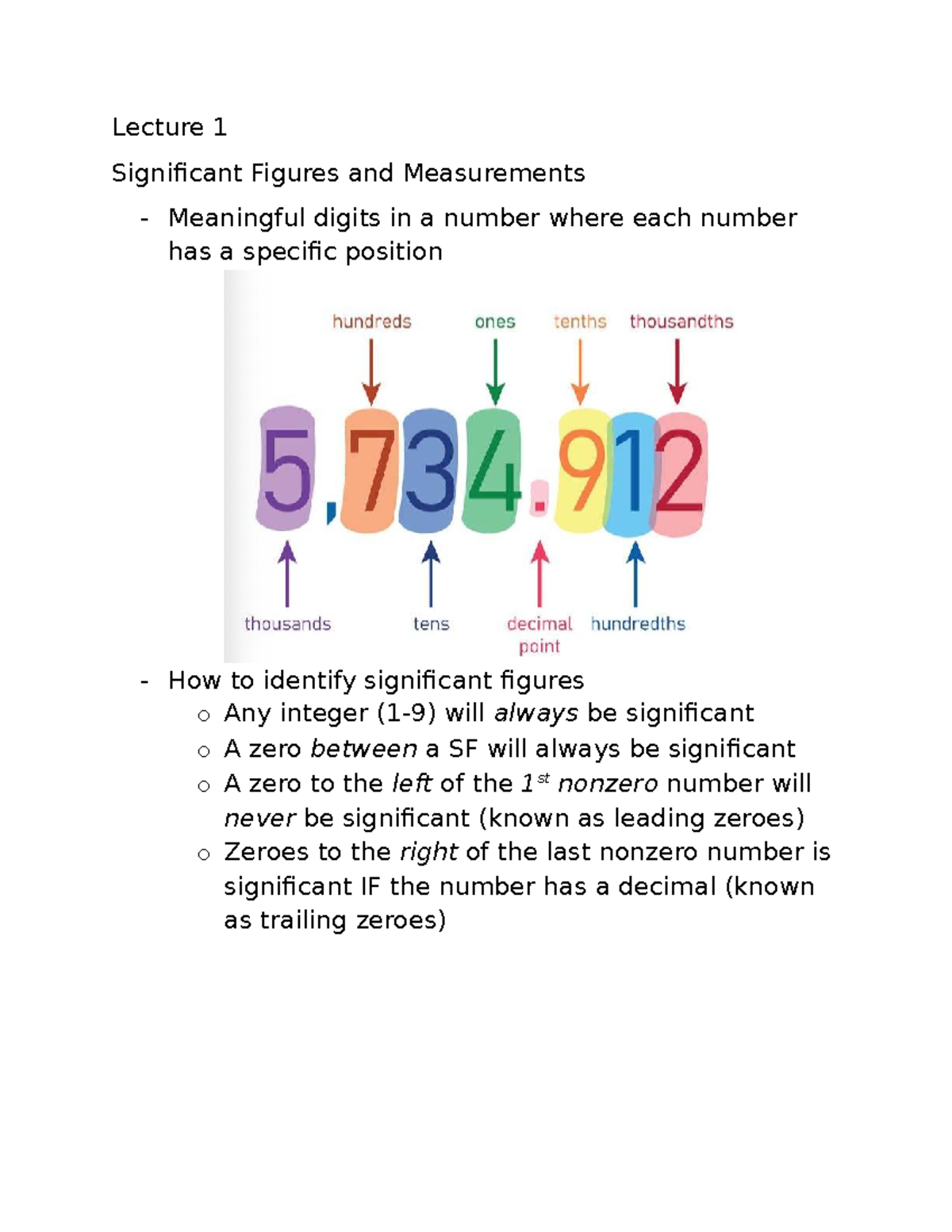 Chem 109 Lecture Notes: Significant Figures & Atomic Structures - Studocu