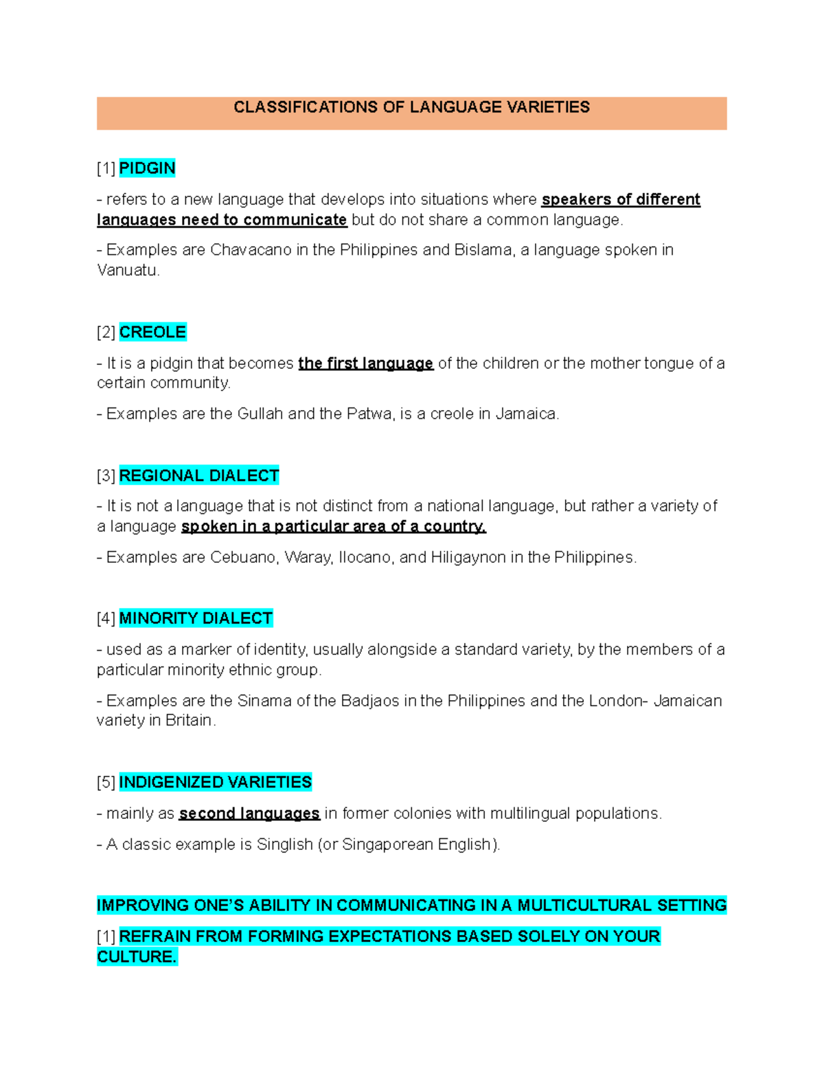 Classifications of Language Varieties - CLASSIFICATIONS OF LANGUAGE ...