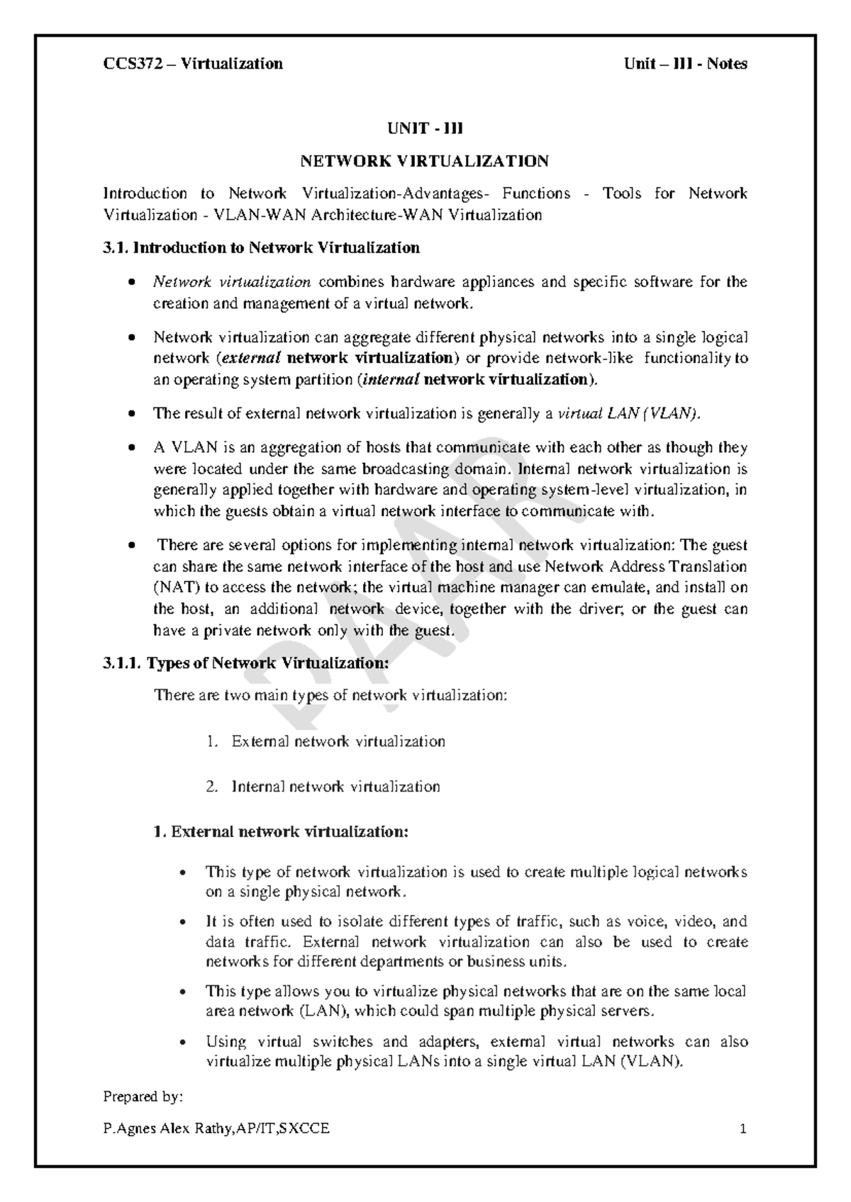 UNIT - III: Comprehensive Study on Network Virtualization Concepts and Technologies - Studocu