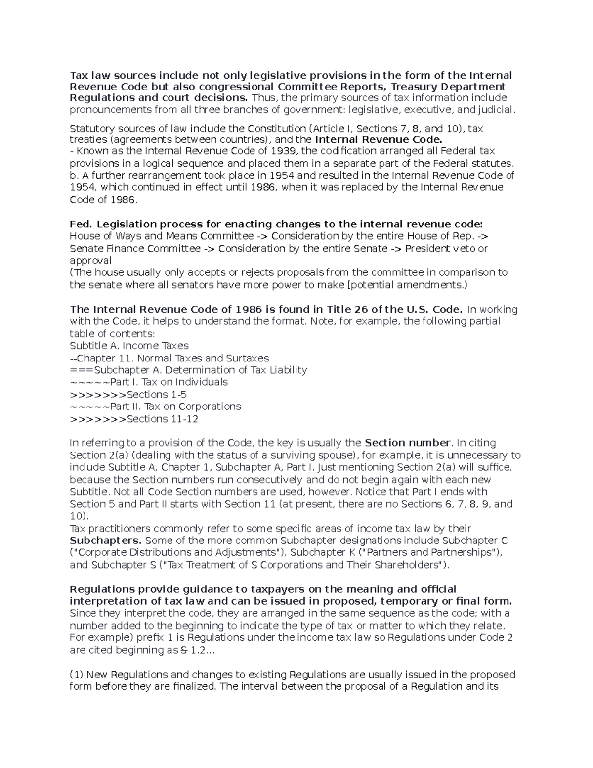 Chapter 2 notes on the introduction and specification of federal income ...