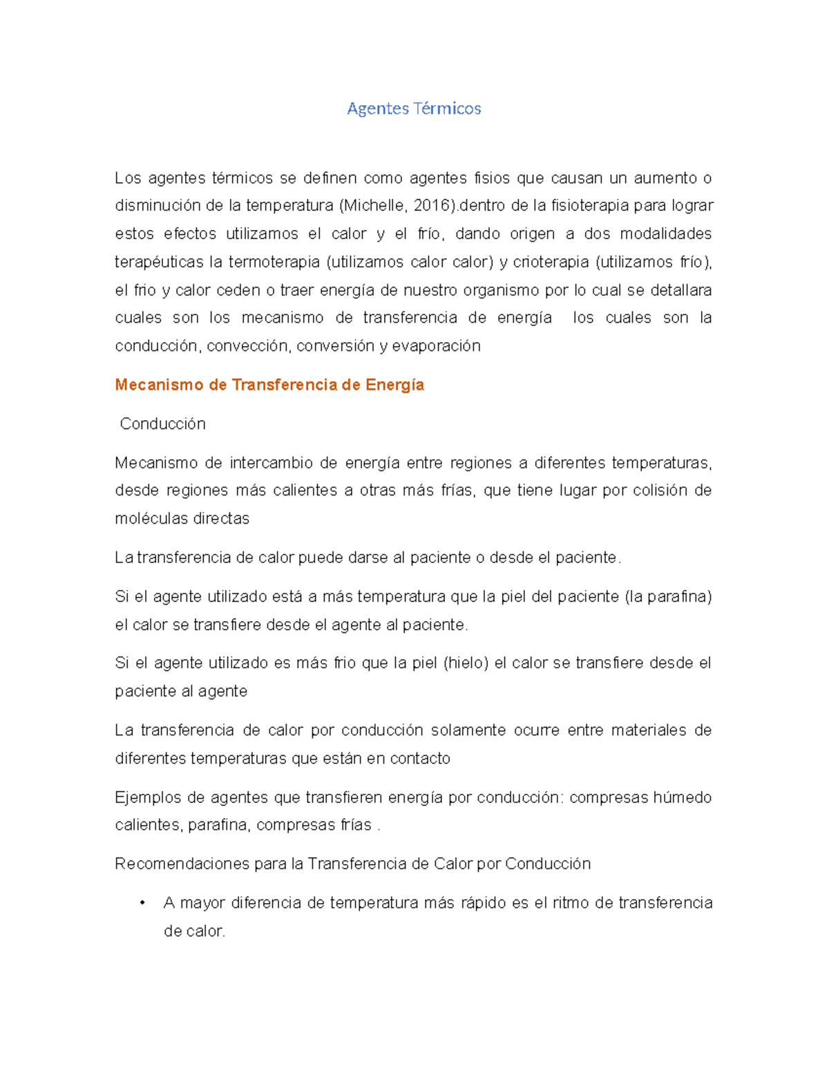 Agentes Térmicos en Fisioterapia: Resumen y Aplicaciones Clínicas - Studocu