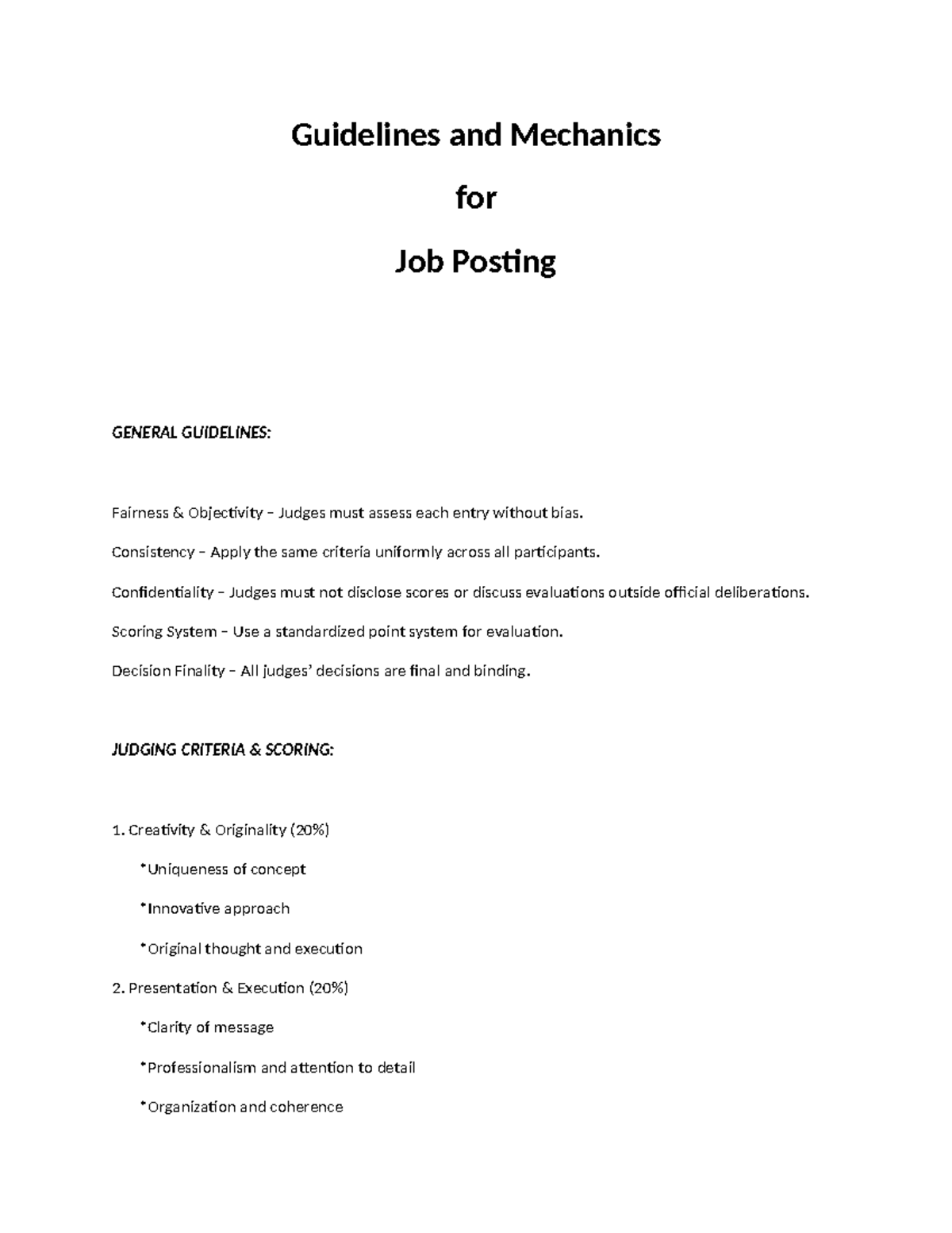 WPS Office Job Posting Guidelines & Judging Mechanics - Studocu
