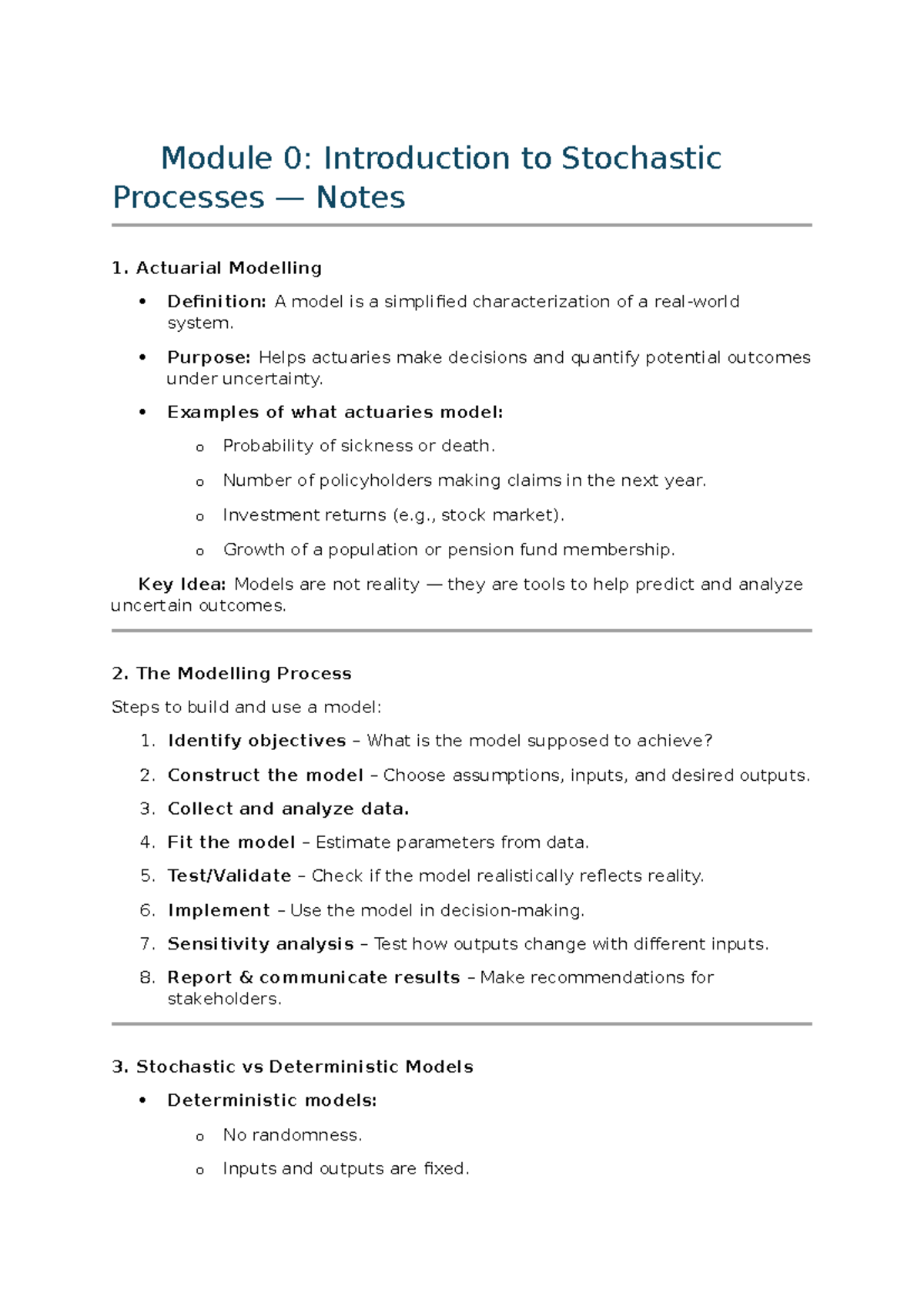 ACTL2101: Stochastic Processes & Simulation Summary Notes - Studocu