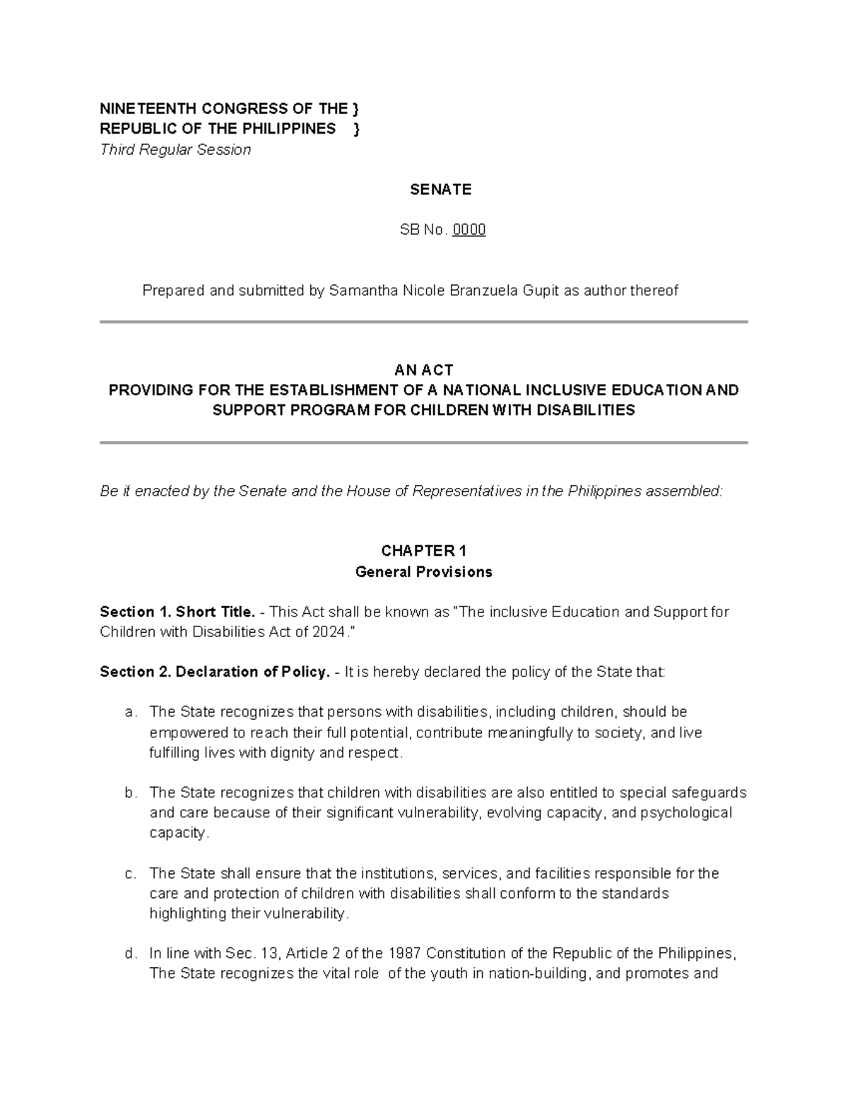 Gupit-BILL - Bill - NINETEENTH CONGRESS OF THE } REPUBLIC OF THE ...