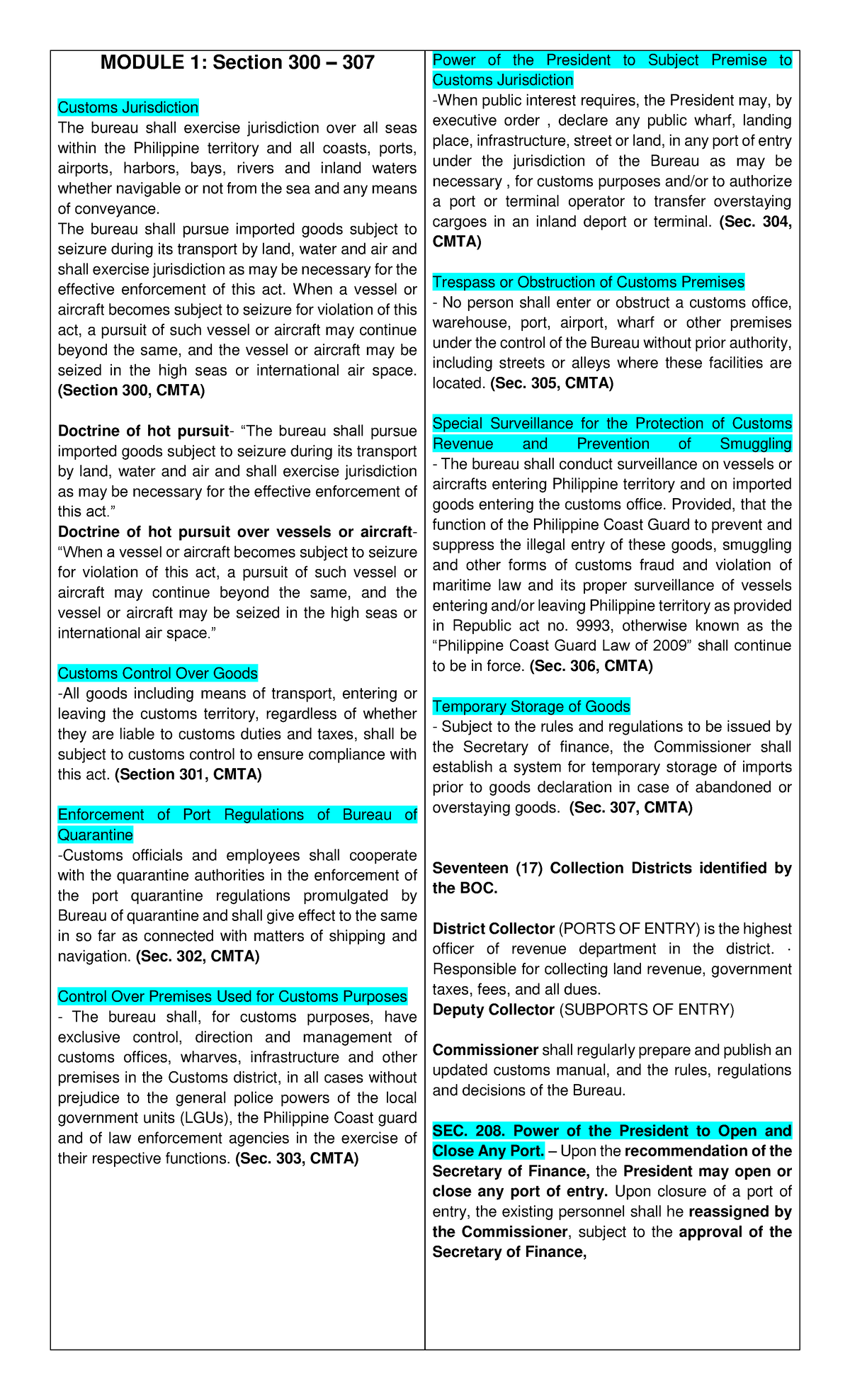 CM101 - Module 1 & 2: Customs Jurisdiction and Goods Declaration Overview - Studocu