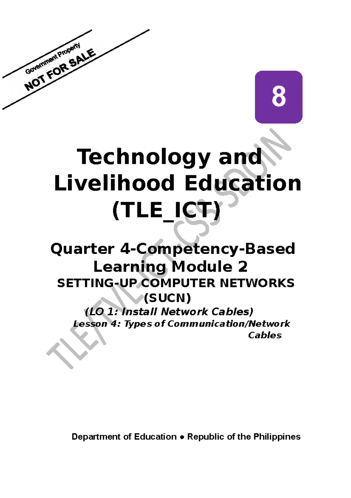 TLE_ICT Q4 M2: Setting-Up Computer Networks & Cable Types Guide - Studocu