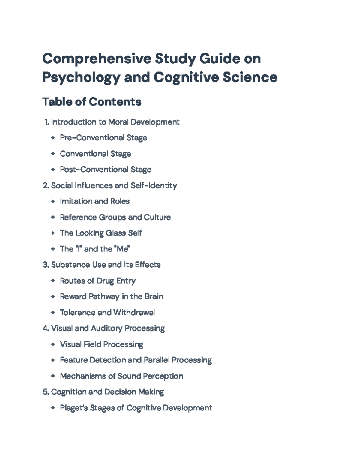 Comprehensive Study Guide for Psychology & Cognitive Science (PSY101 ...