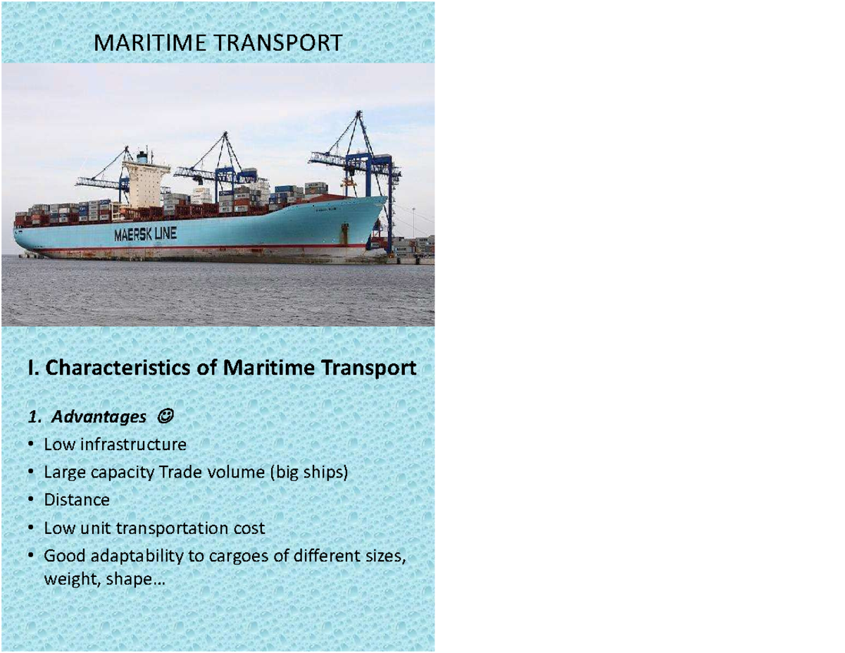 MARITIME TRANSPORT I: Characteristics, Infrastructure & Merchant Ships ...