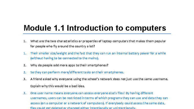 Module 1.1 Computer Basics: Key Concepts & Activities - Studocu