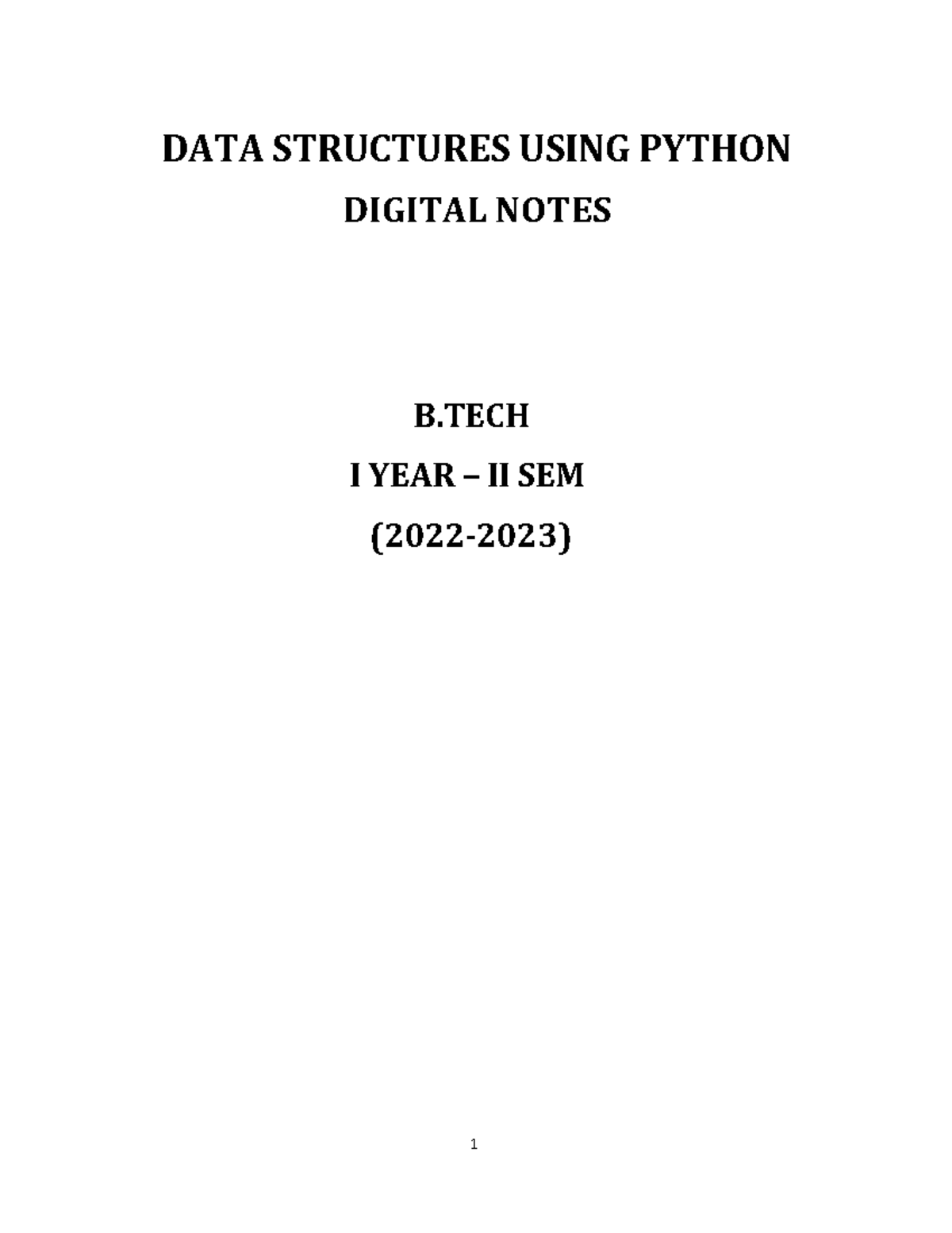 Data Structures & Algorithms Study Material (B.TECH I Year) - Studocu