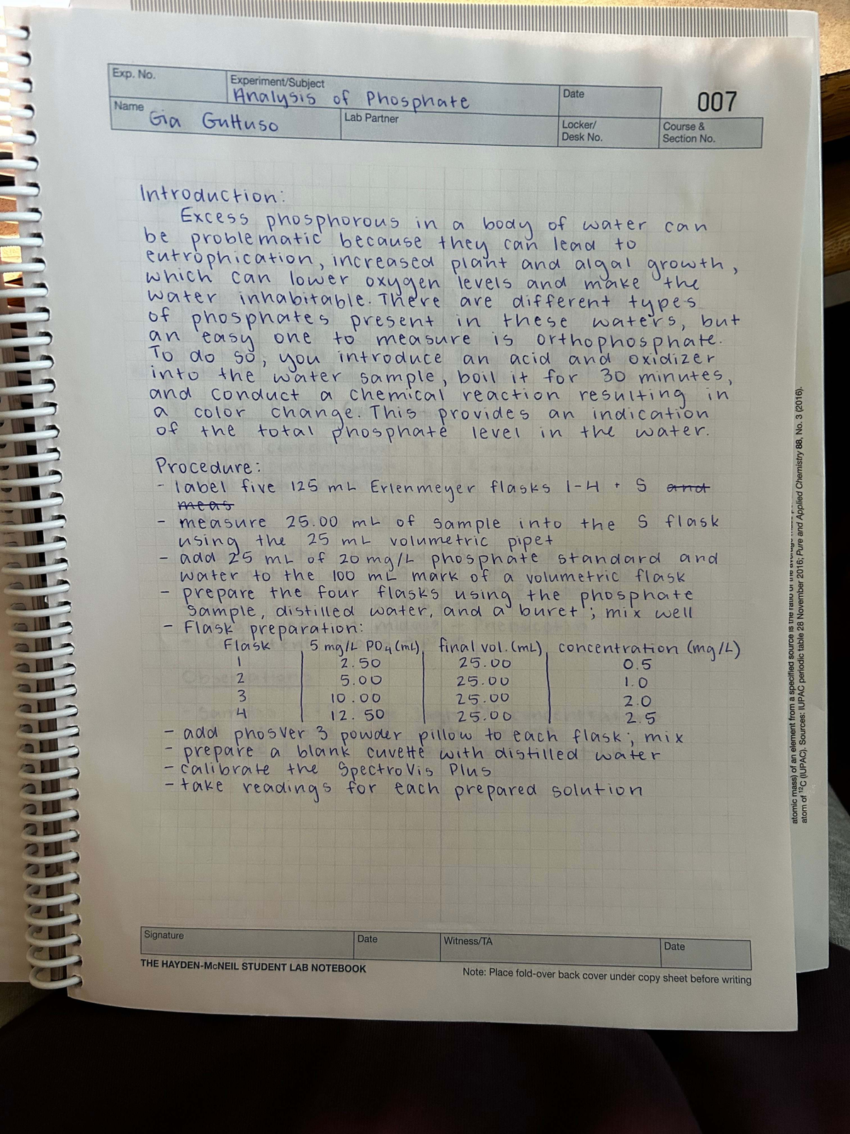 Analysis of Phosphate: Introduction & Procedure (Lab 007) - Studocu