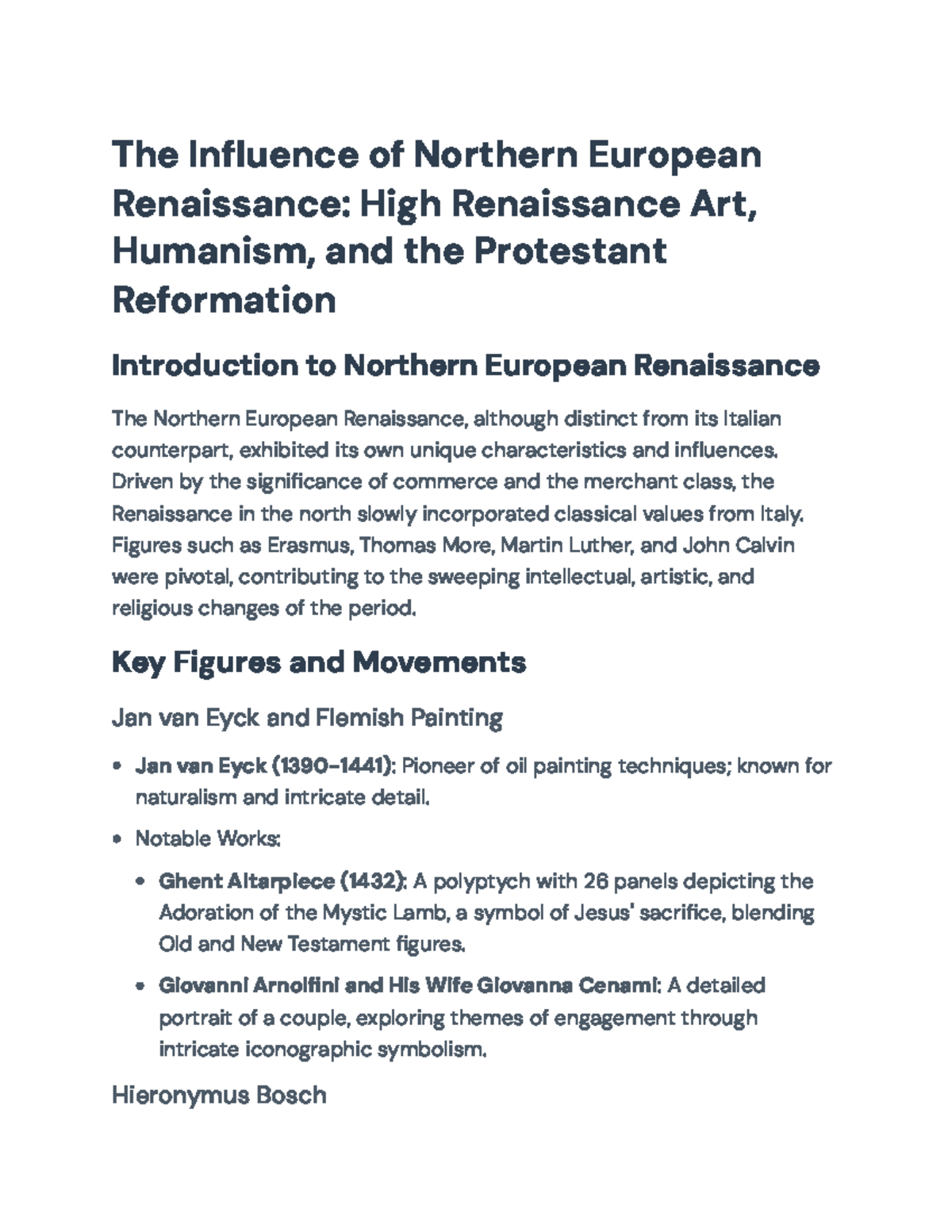 The Influence of Northern European Renaissance: Art, Humanism, and ...