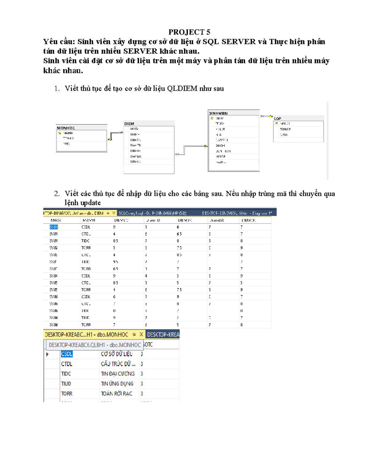 IS401 Project 5: Phân Tán Dữ Liệu và Cơ Sở Dữ Liệu SQL SERVER - Studocu