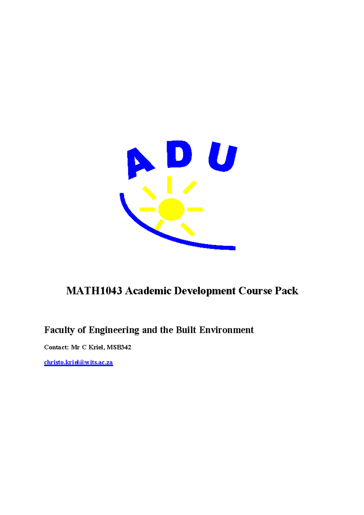 MATH1043 ADU Tutorials Course Pack 2019 - MATH1043 Academic Development ...