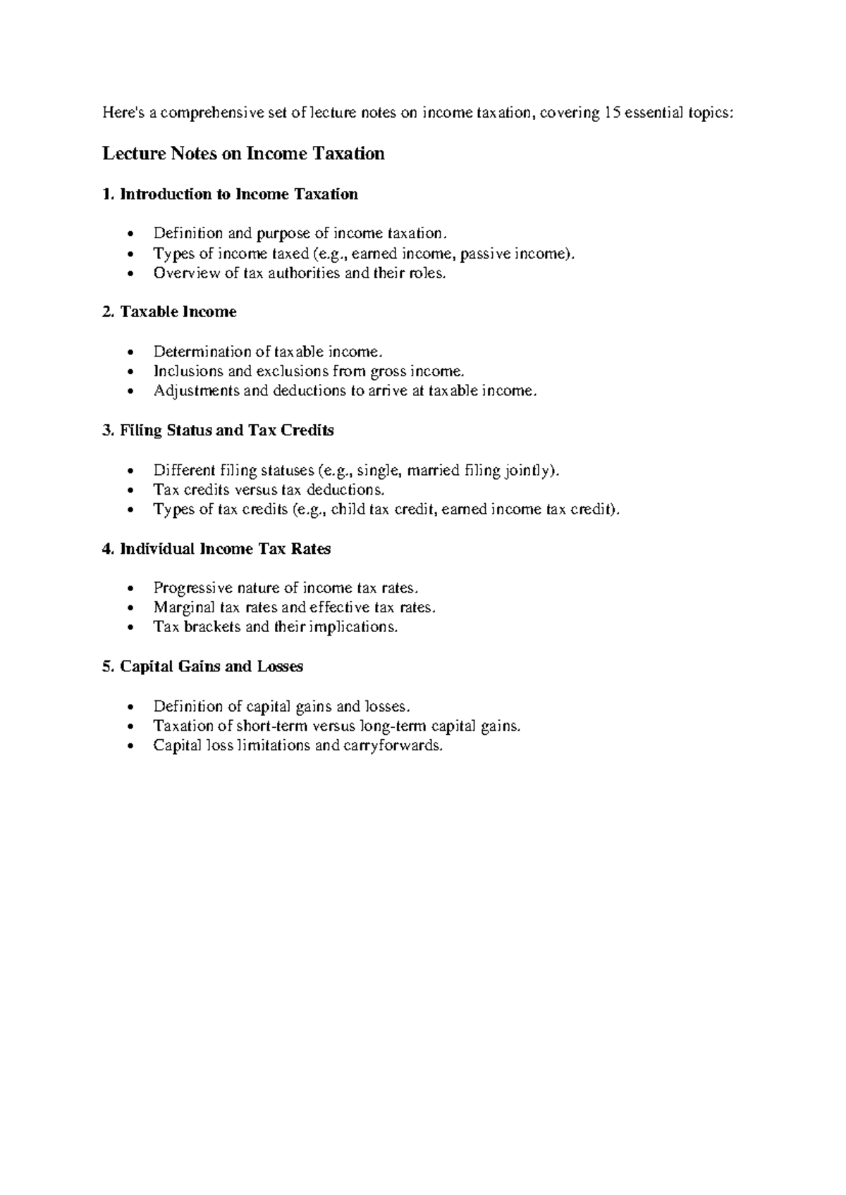 Individual Income Tax Rates - Here's a comprehensive set of lecture ...
