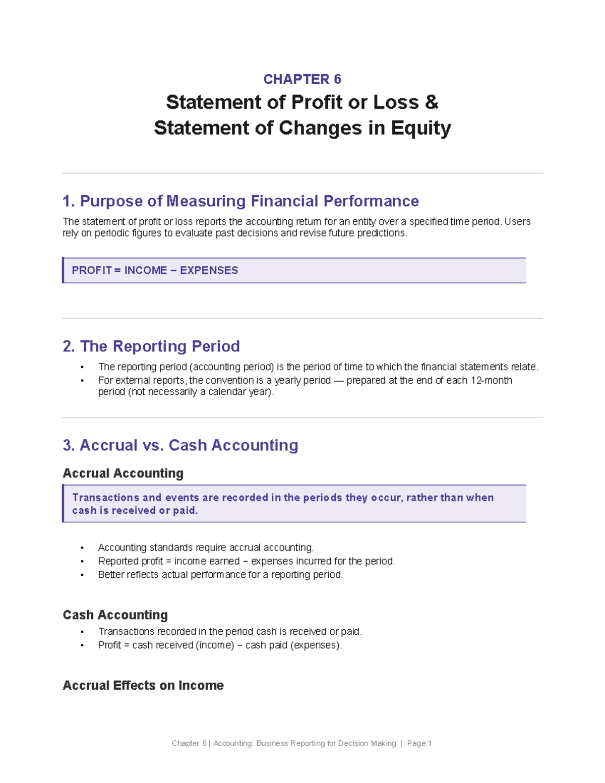 Week 5 CH6 Lecture Notes: Profit & Loss, Equity Changes, Accounting ...