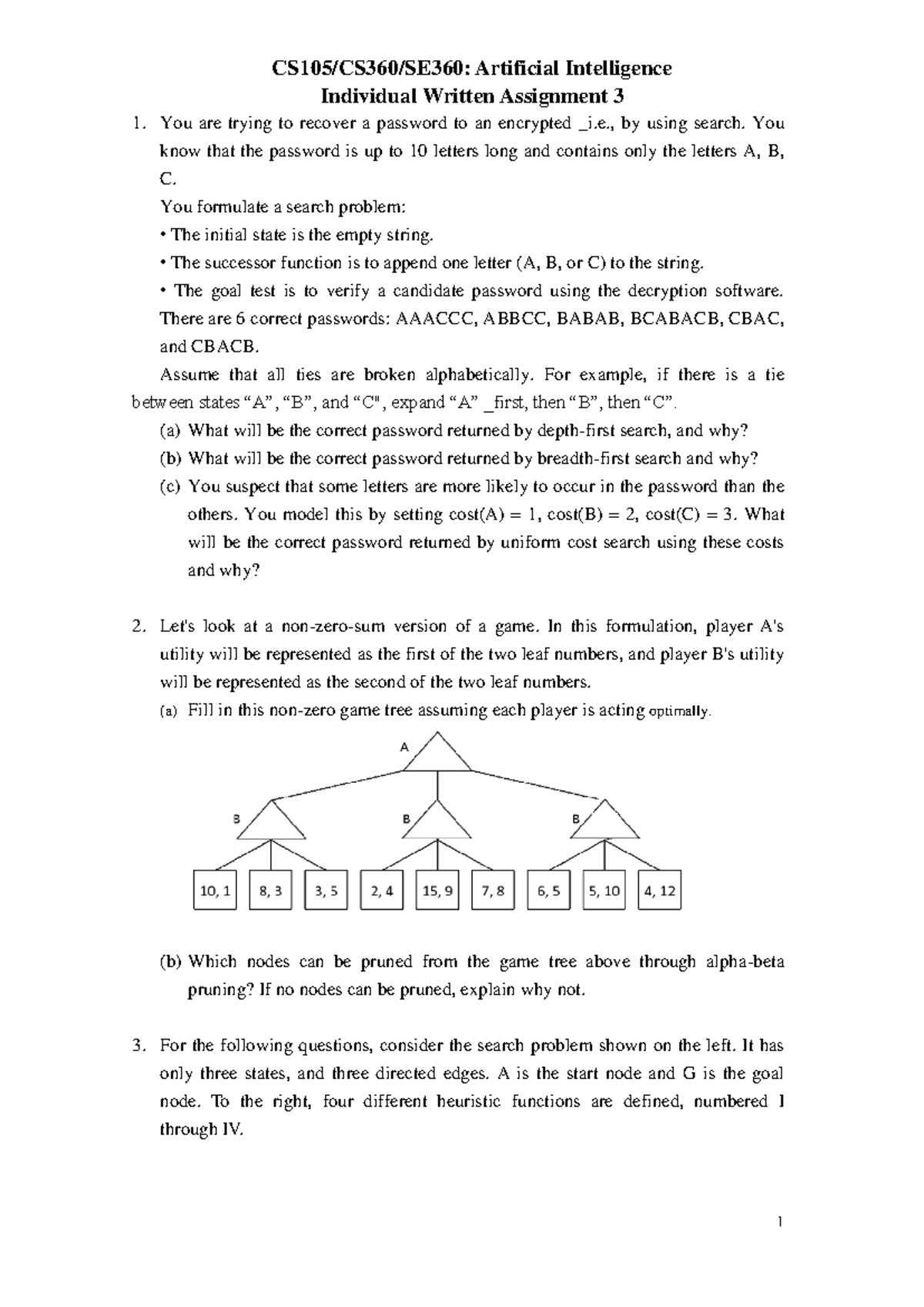CS105/CS360/SE360: AI Individual Written Assignment 3 Overview - Studocu
