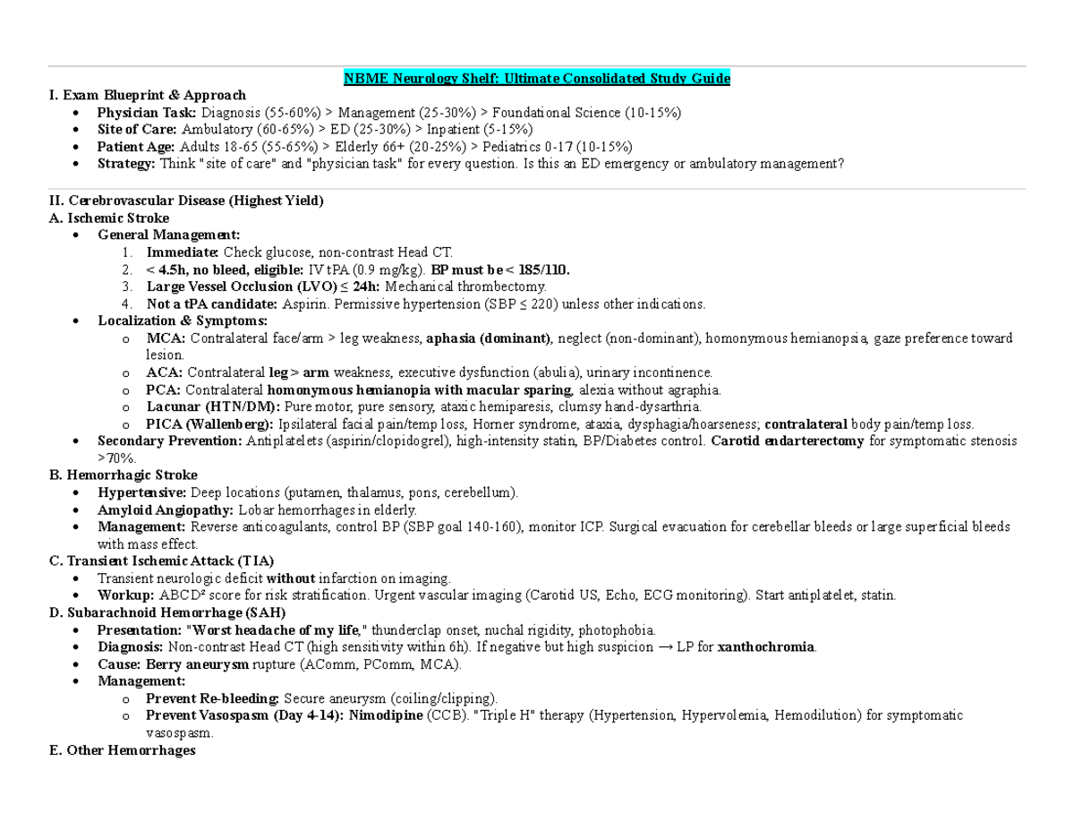 NBME Neurology Shelf Exam: Comprehensive Study Guide & Clinical Pearls ...