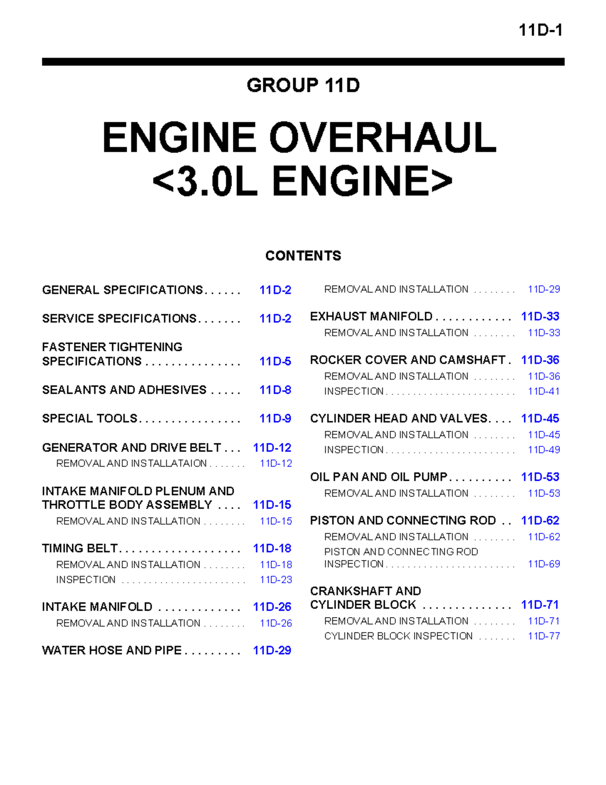 Mitsubishi Montero Sport 11D - Engine Overhaul Manual 6B31 - Studocu