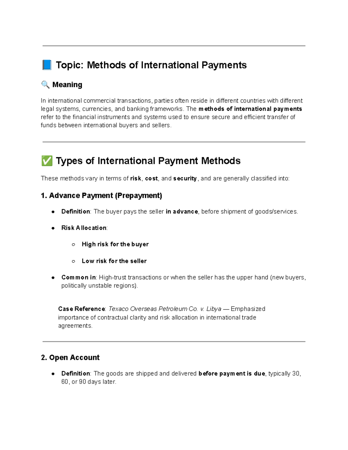 Methods of International Payments: A Comprehensive Overview - Studocu
