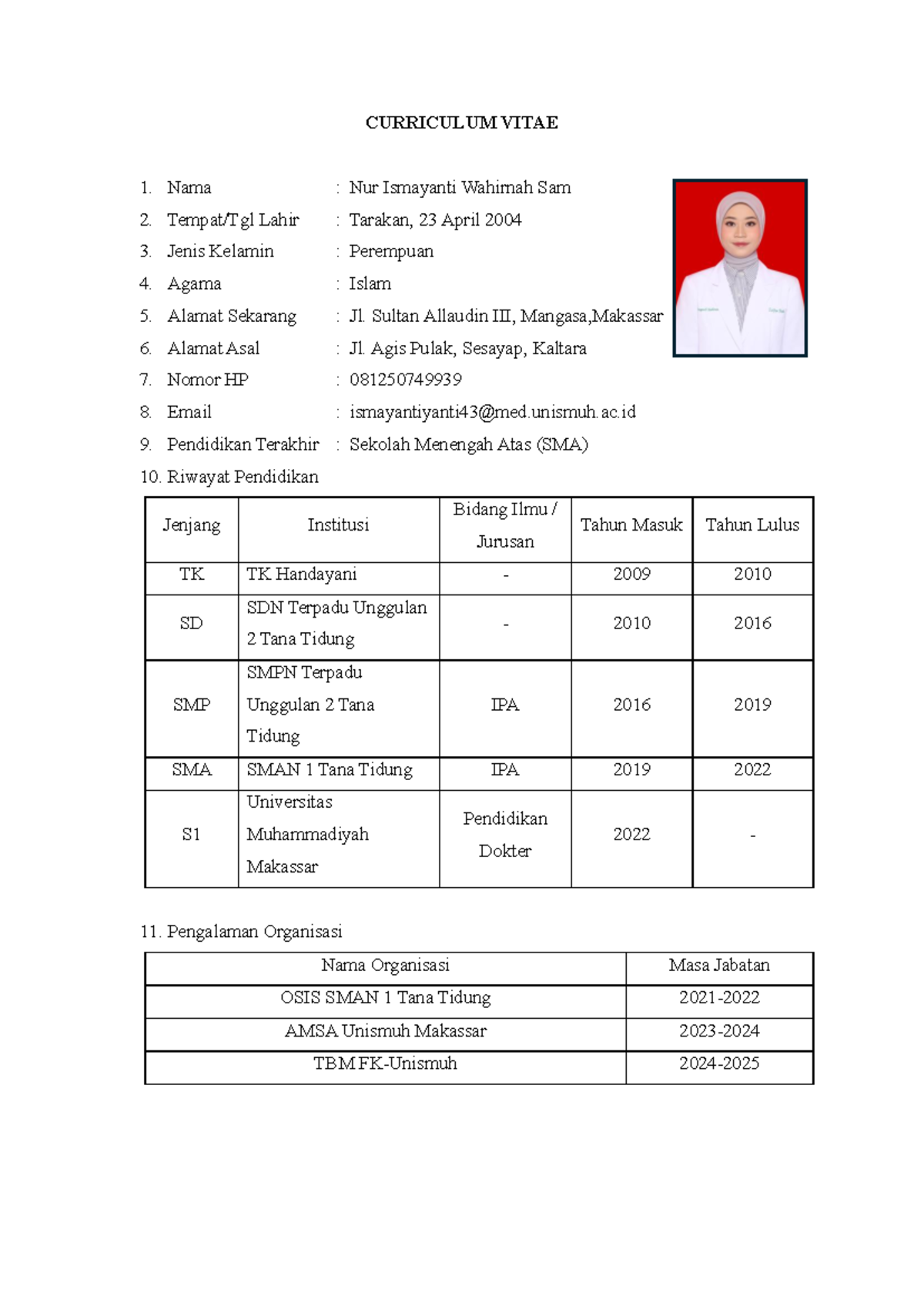 Curriculum Vitae - Nur Ismayanti Wahirnah Sam - Studocu