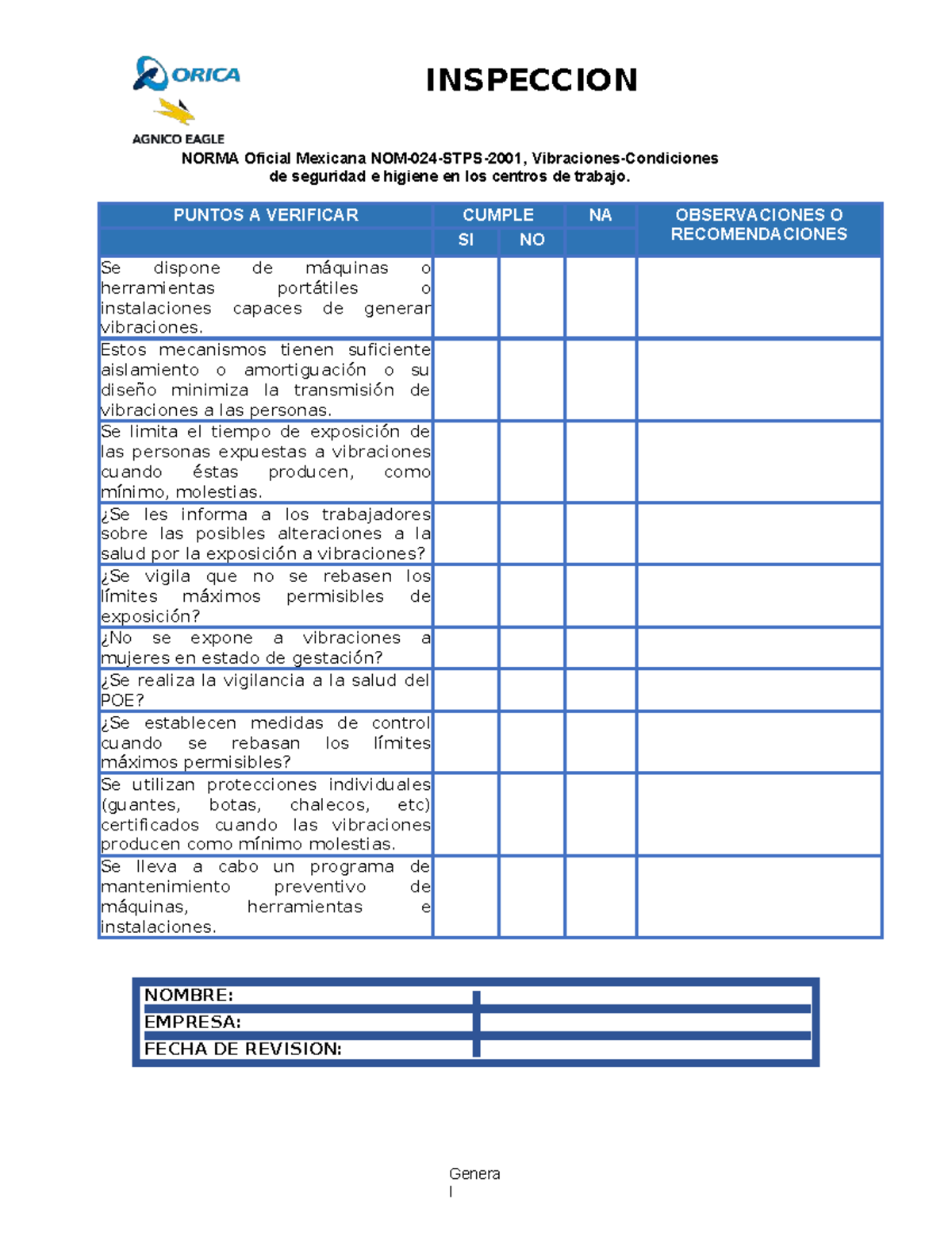 Inspección NOM-024: Seguridad y Salud en el Trabajo sobre Vibraciones ...