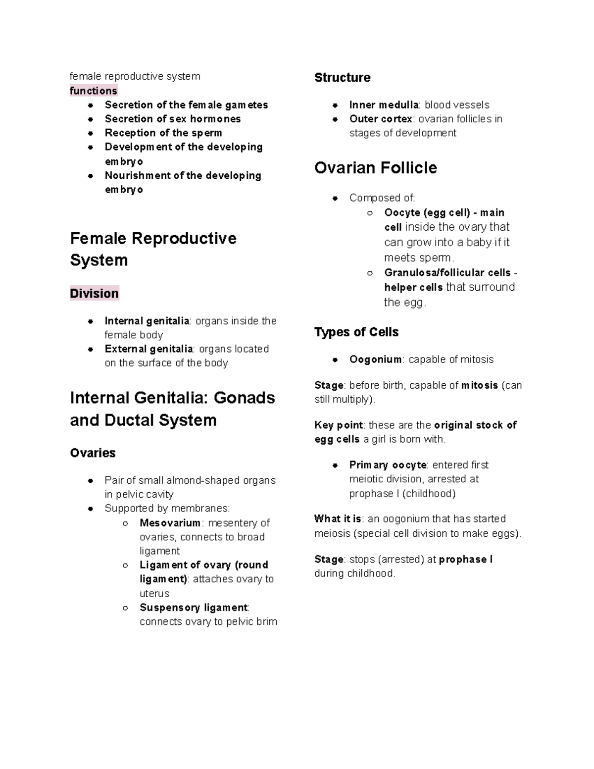Copy of ANPH Reviewer: Female Reproductive System Functions and Anatomy ...